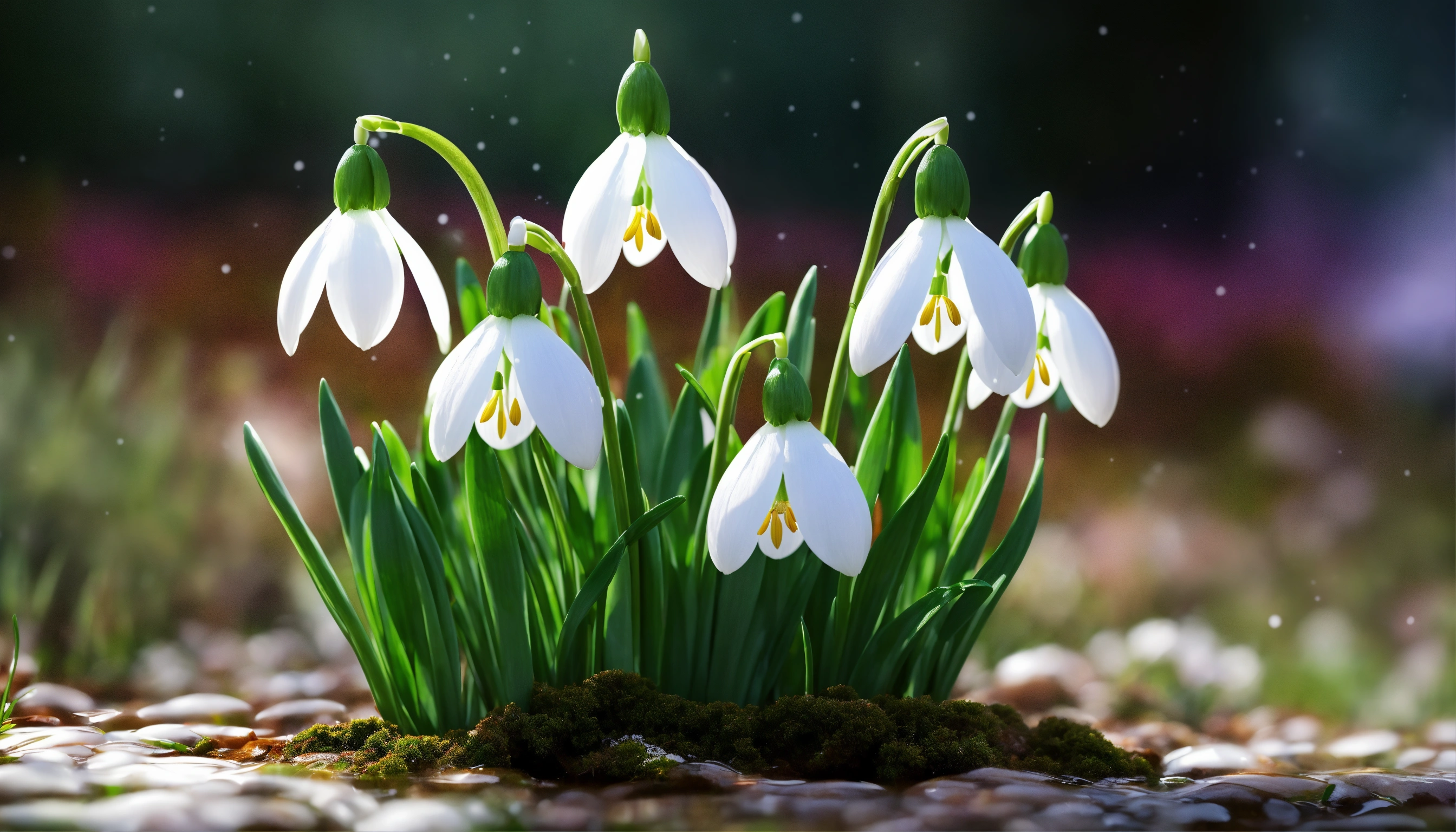 Lexica - Hyper-realistic digital art illustration of snowdrop in full bloom