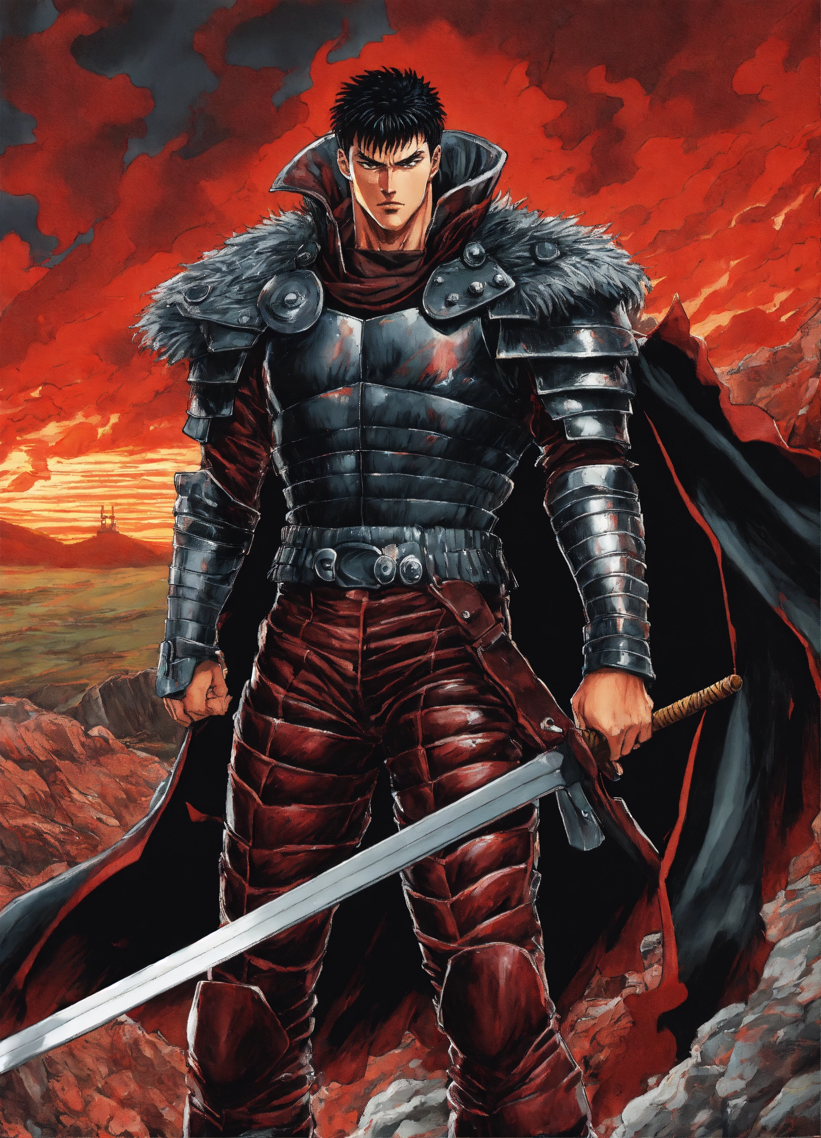 Lexica - Full body Manga art of Guts from Berserk, 8k, bold ...