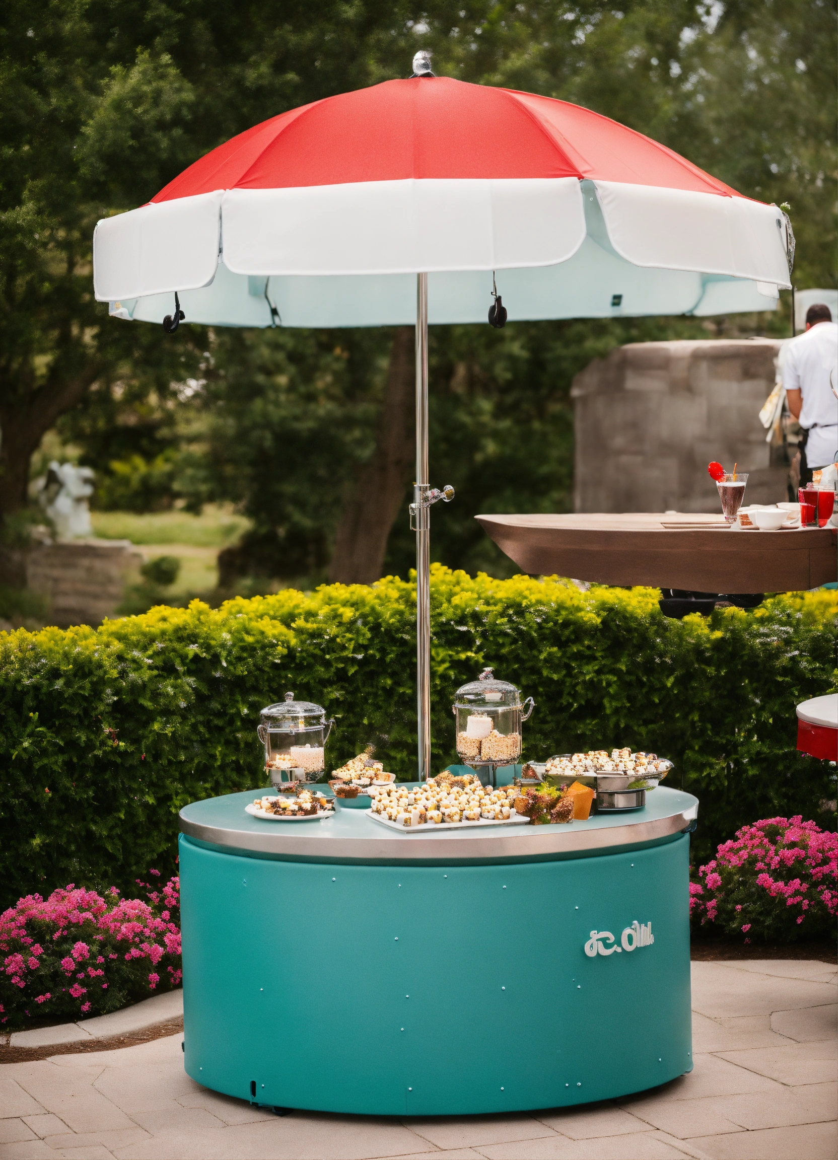 Lexica - Elegant teal ice igloo booth to sell smores outdoor with a red ...