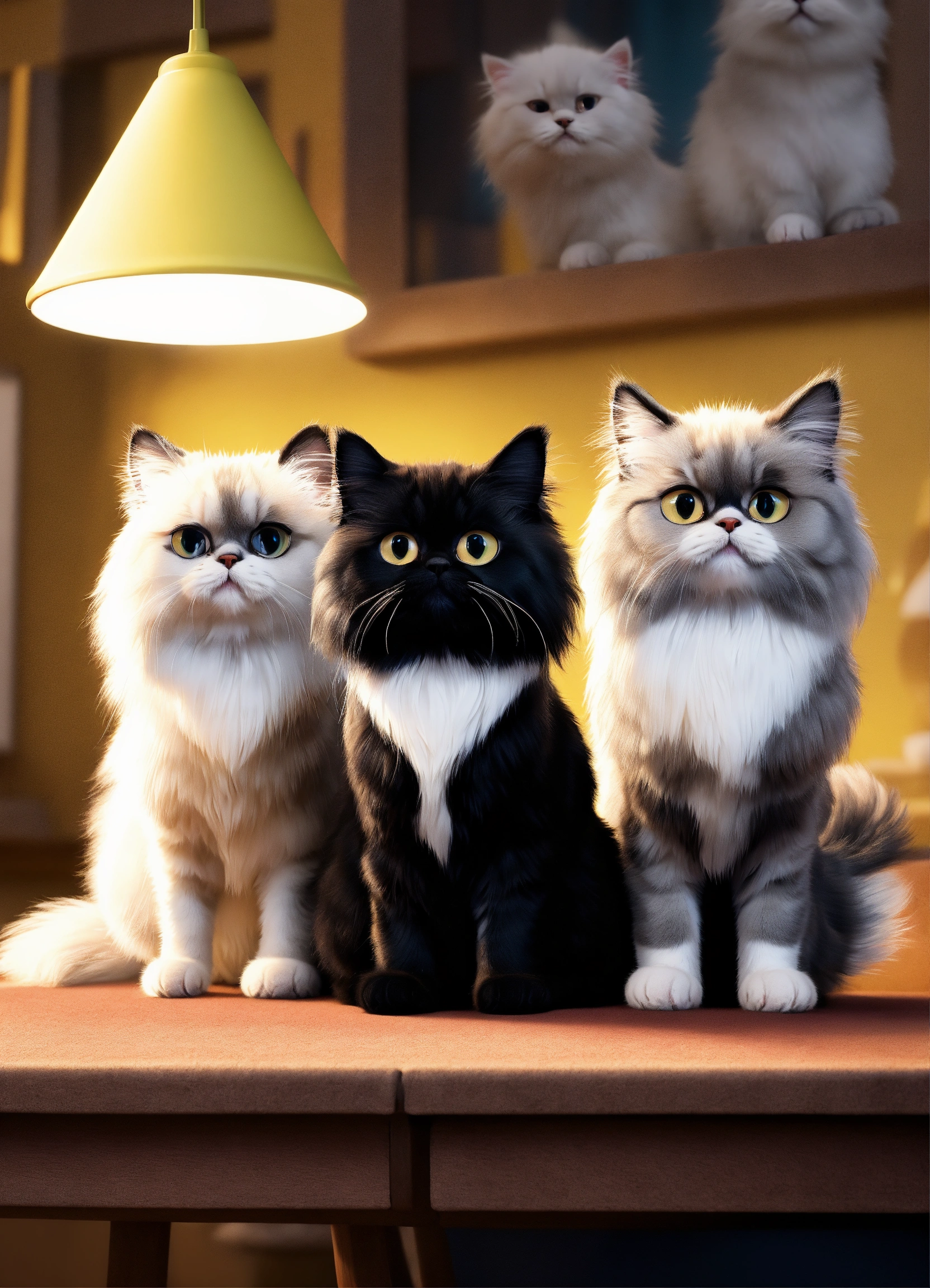 Lexica - Make Disney pixar poster. three peak nose persian cats. one ...