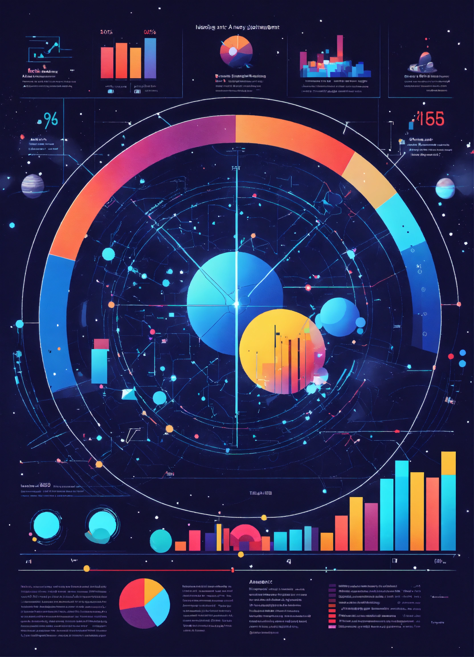Lexica - Data analytics and artificial intelligence with graphs and charts, space theme ...