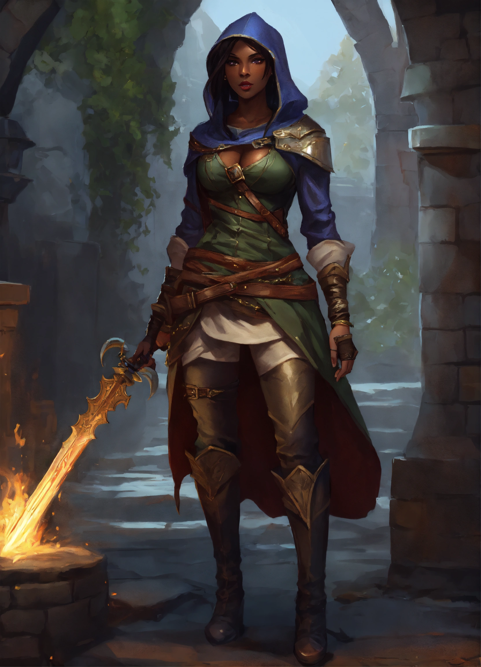 Lexica - Half dark elf half human female thief D&D