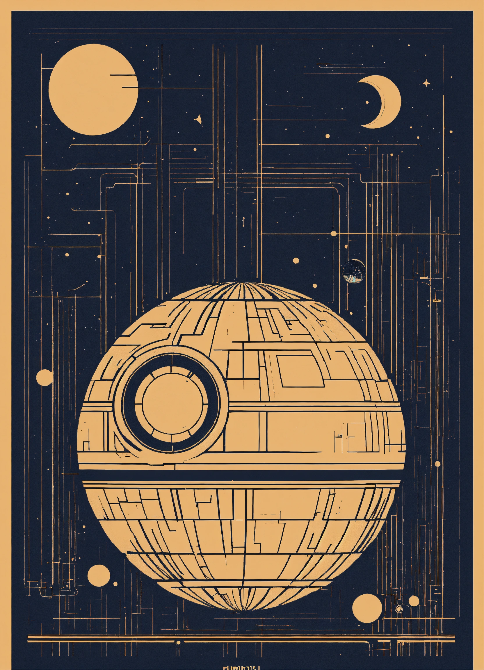 Lexica - A minimalistic illustration of a death star, capturing its ...