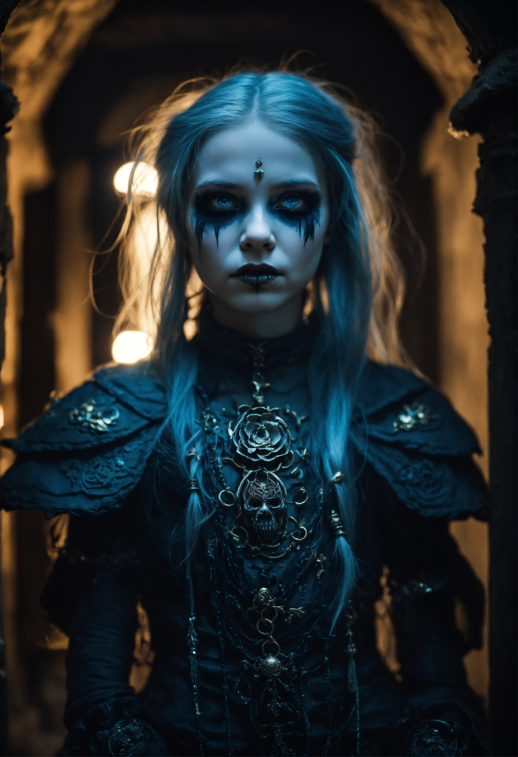 Lexica - Body portrait, twelve year old child goth girl necromancer ...