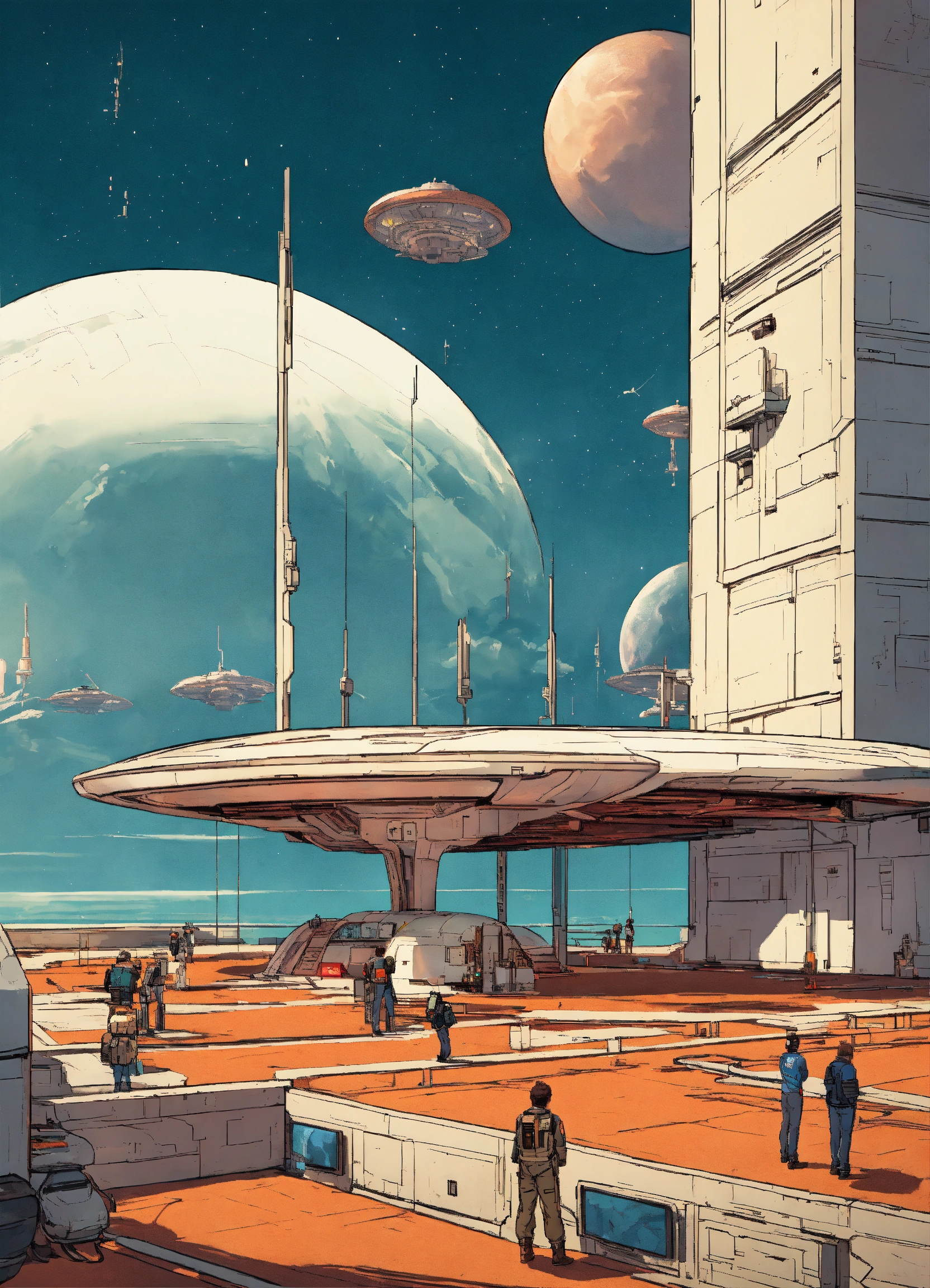 Lexica - A large open futuristic dock for spaceships. an open landing ...