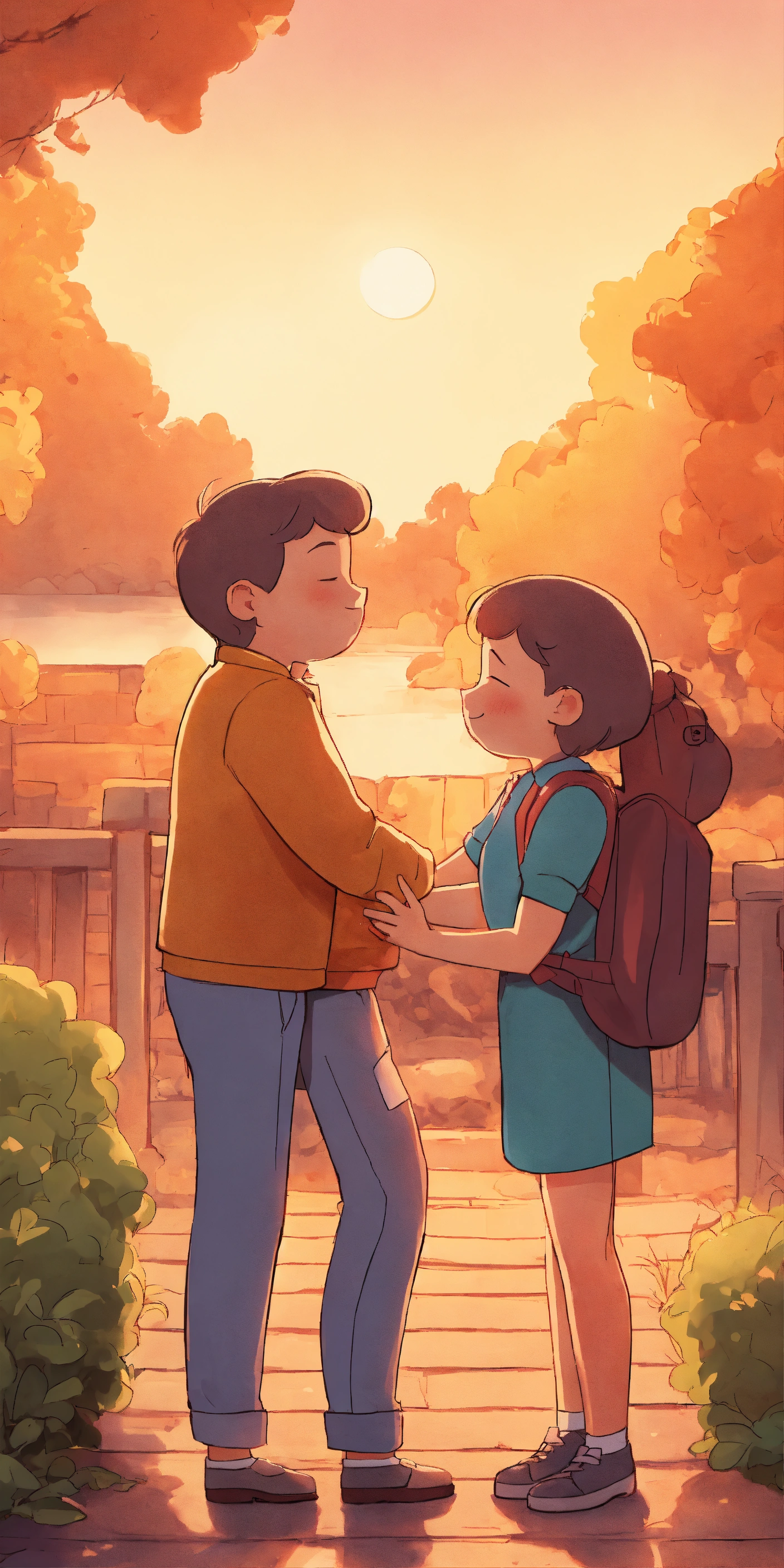 Lexica - A heartwarming cartoon image of two people hugging each other.