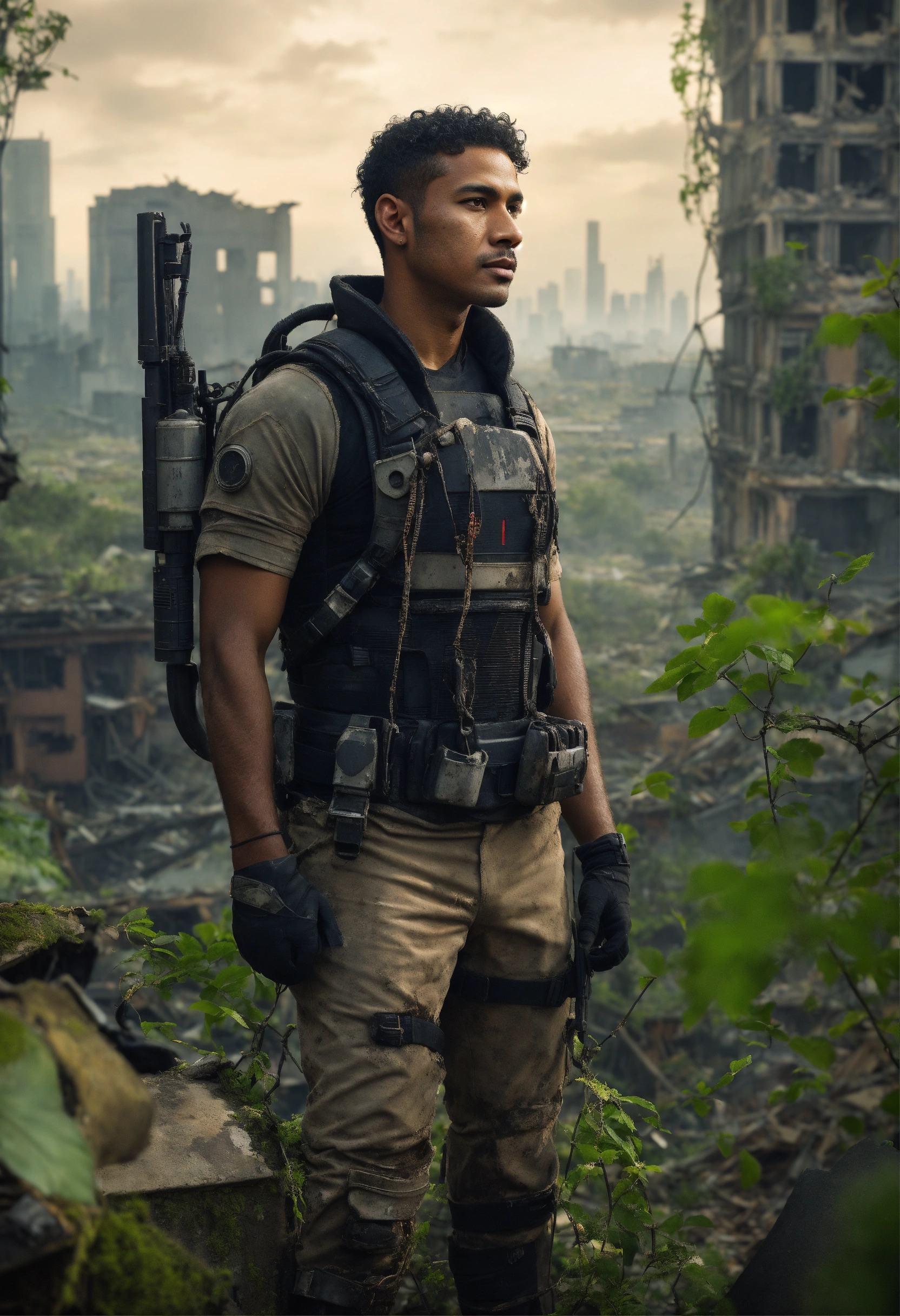 Lexica - A light tanned mixed race man,black,age 39, with short black ...