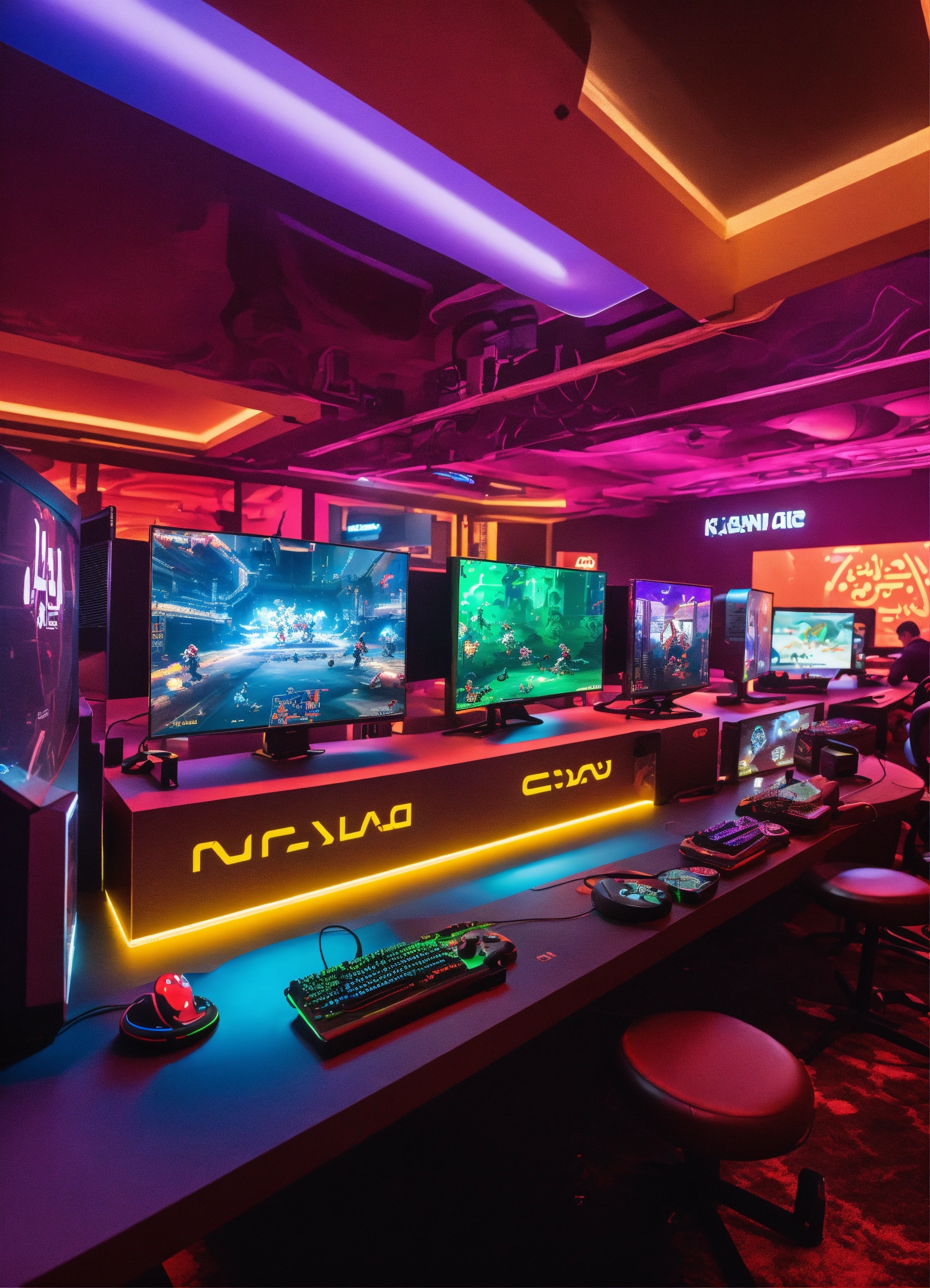 Lexica - Create an image of the main gaming area, showcasing rows of ...