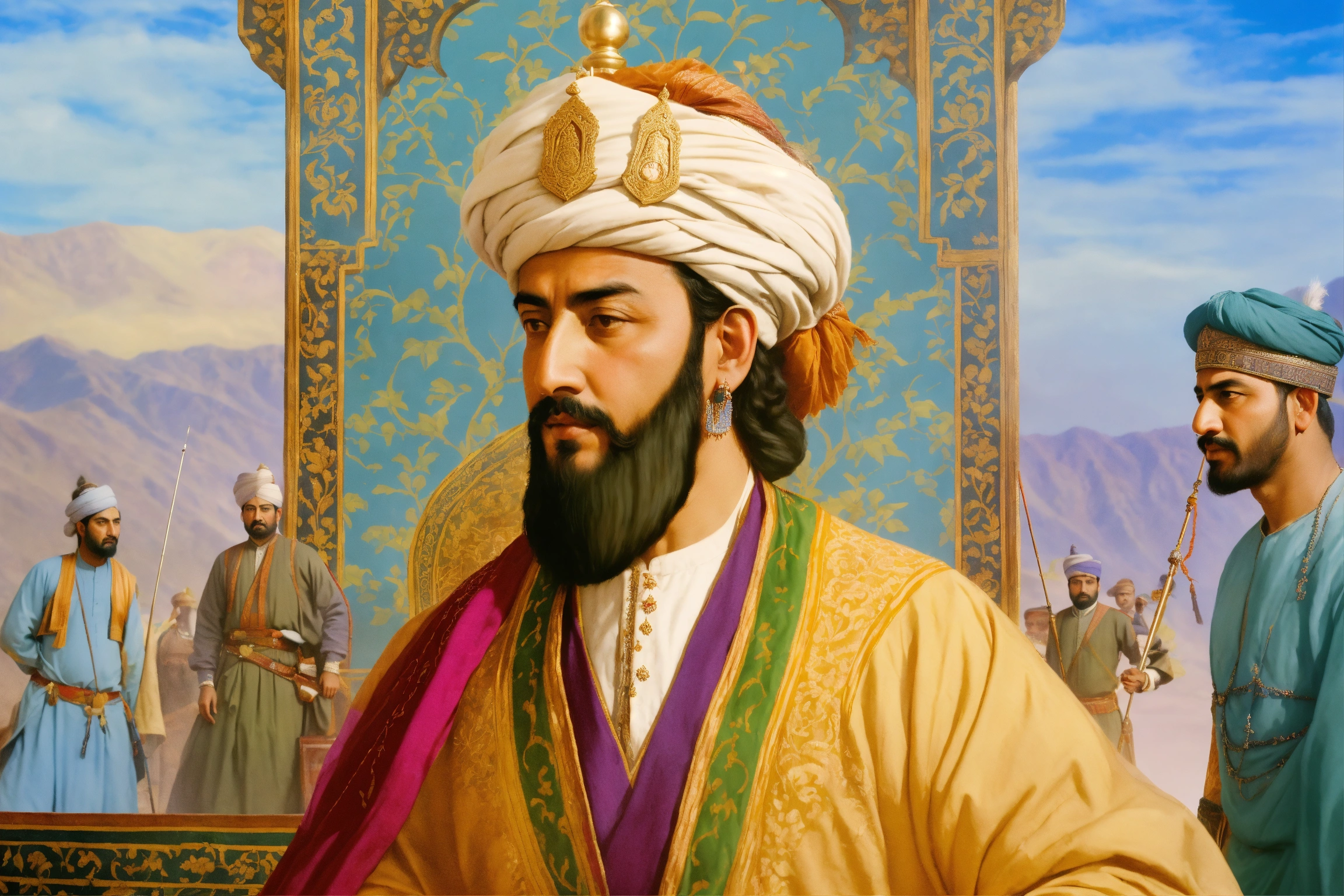 Lexica - Portret, 5k,cinematic, epic, realistic, Zahir ad-din Muhammad Babur, is a descendant of ...