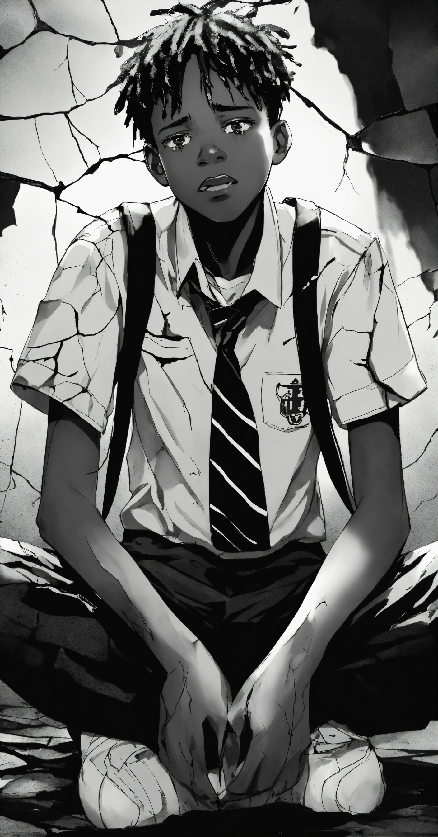 Lexica - Black and white illustration, Wide angle environmental full ...