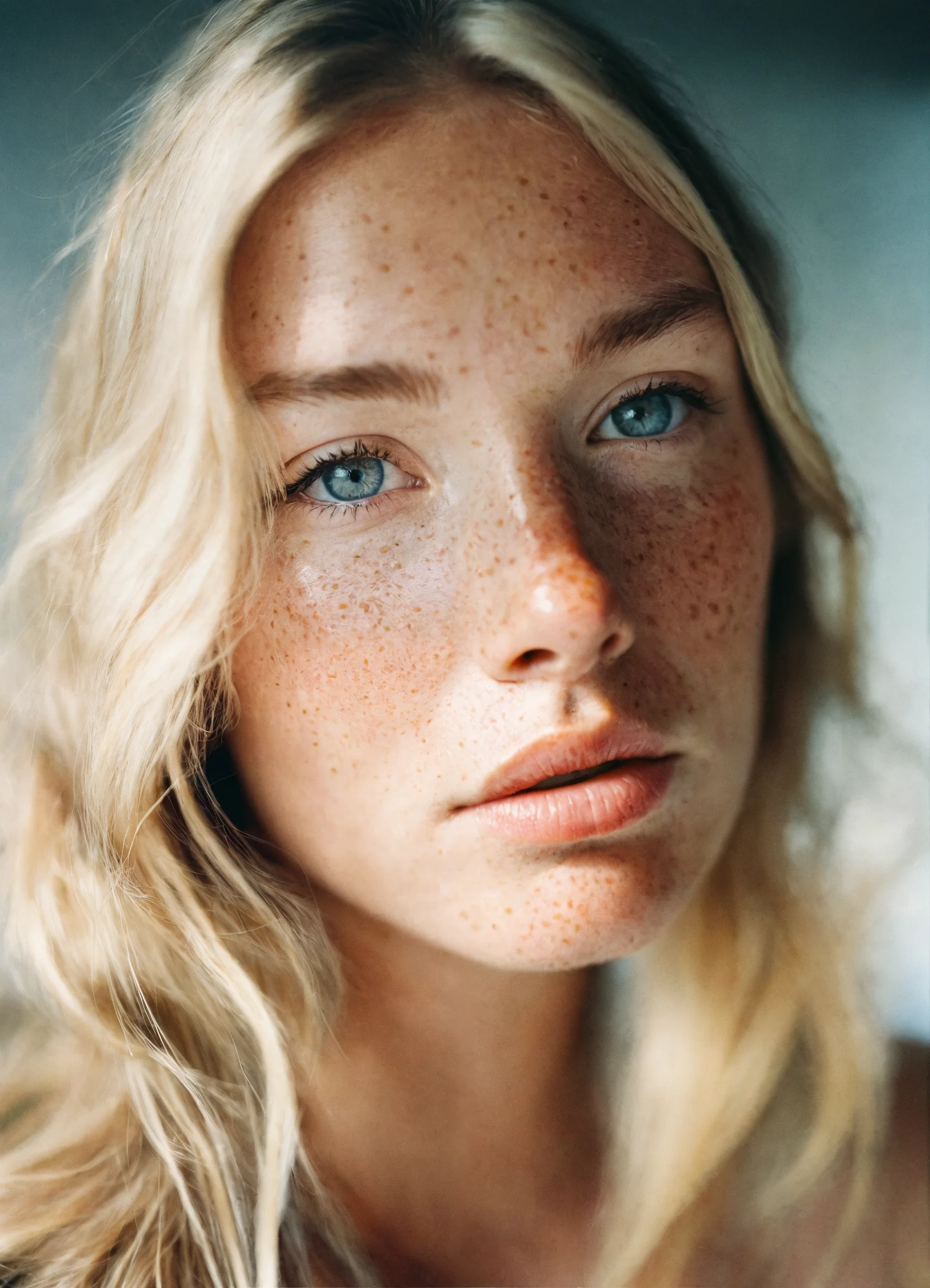 Lexica - Beautiful blonde woman with freckles, Portra 400 film photo ...