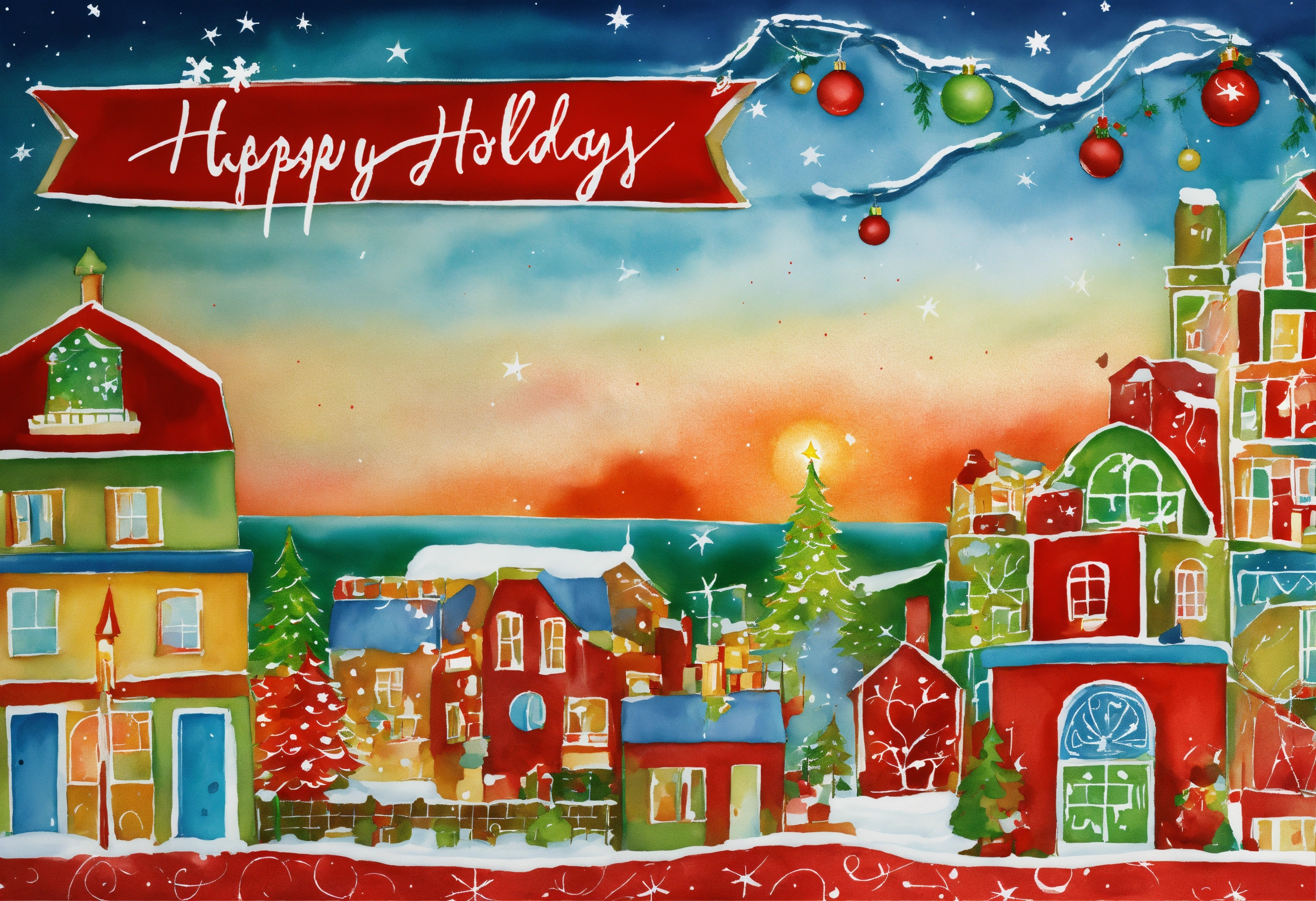 Lexica - Front of a greeting card, word art, happy holidays, christmas ...
