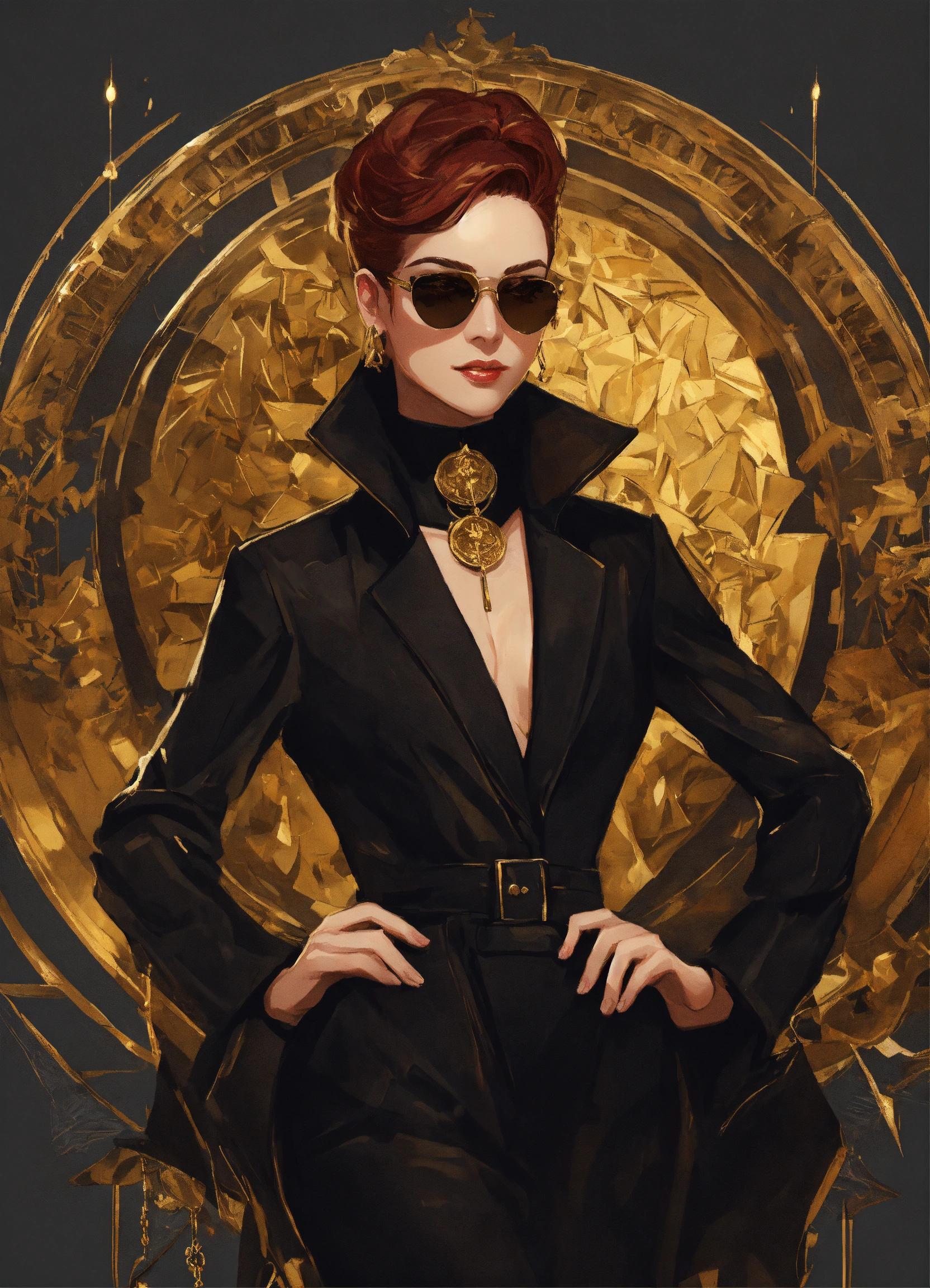 Lexica - Good omens as woman, female Crowley wearing black clothes suit ...