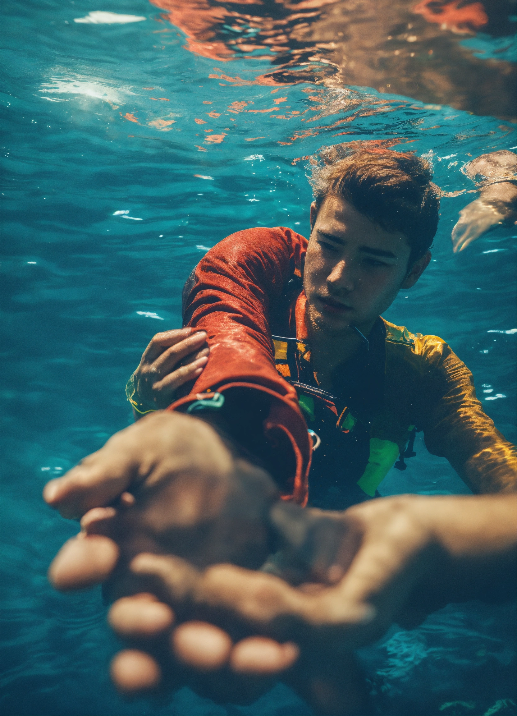 Lexica - Hand hold someone hand's for saves him from drowning