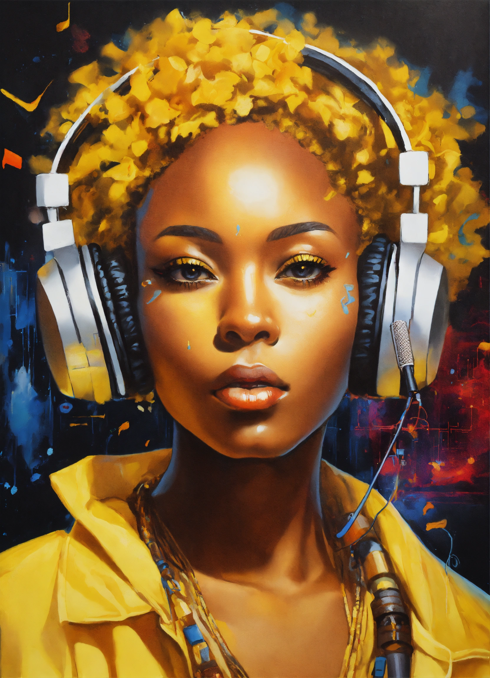 Lexica - A beautiful woman with yellow hair and music notes, an ...