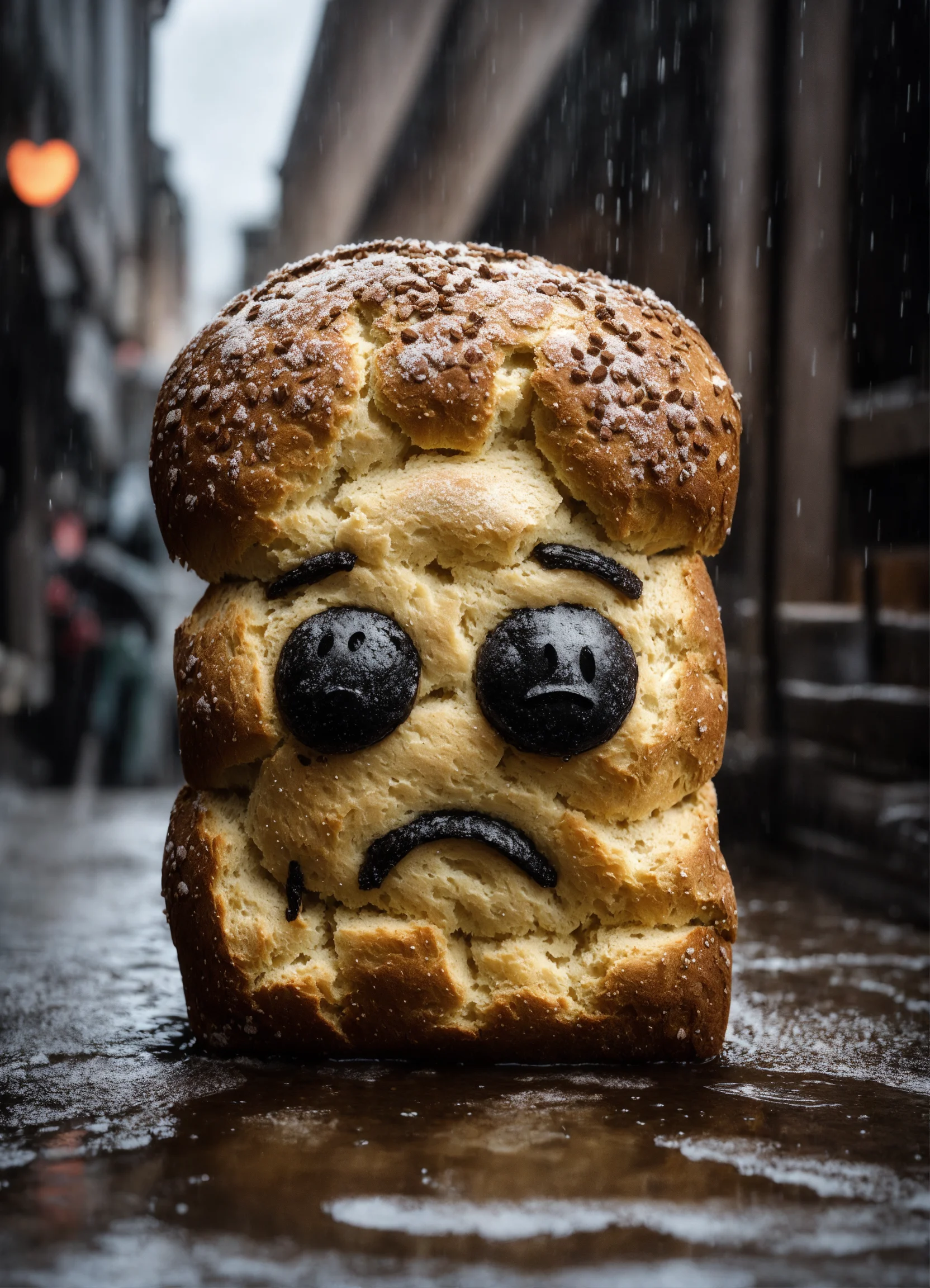 Lexica - Very crying face bread in rain wanna die