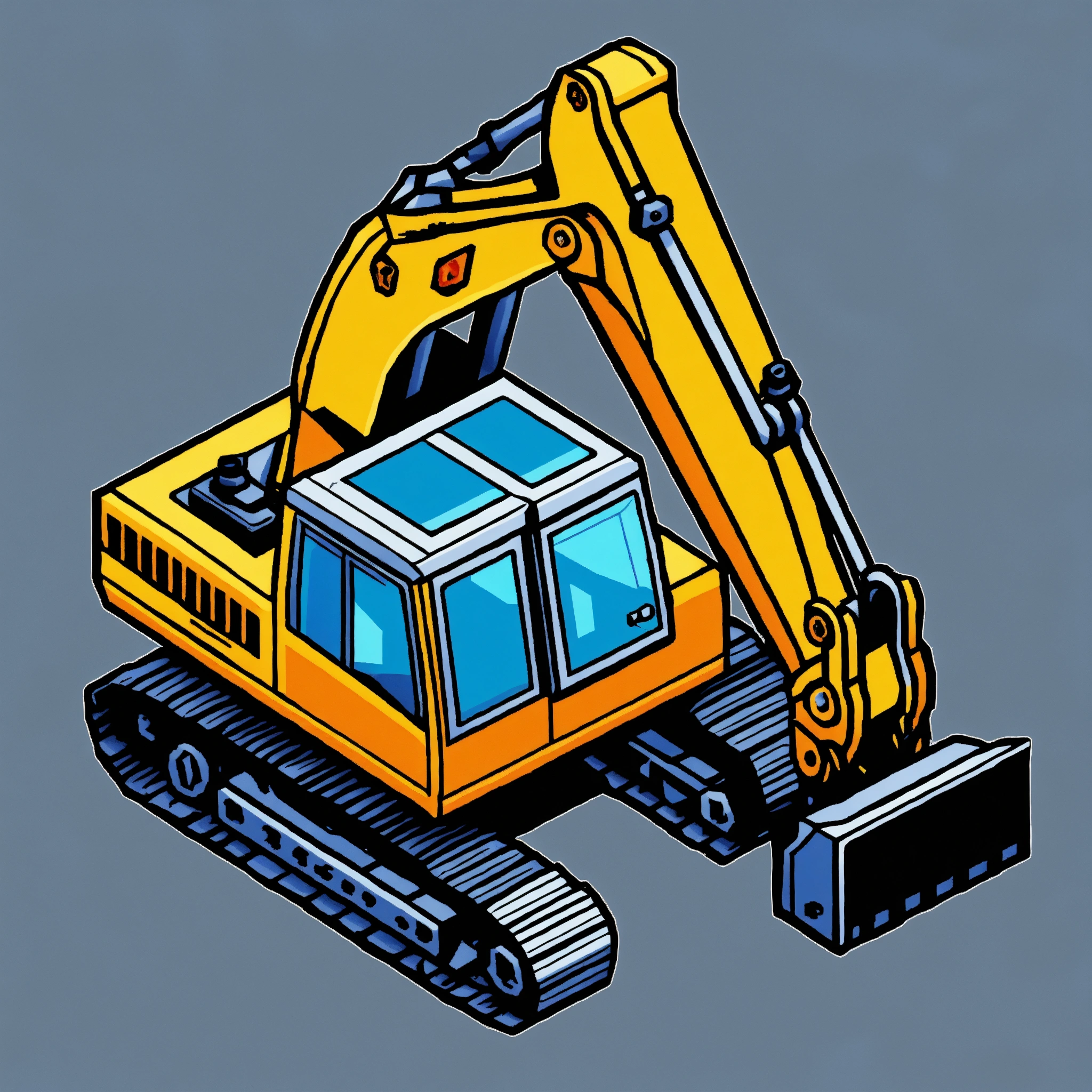 Lexica - Simple blocky pixel sprite image of an excavator with a ...