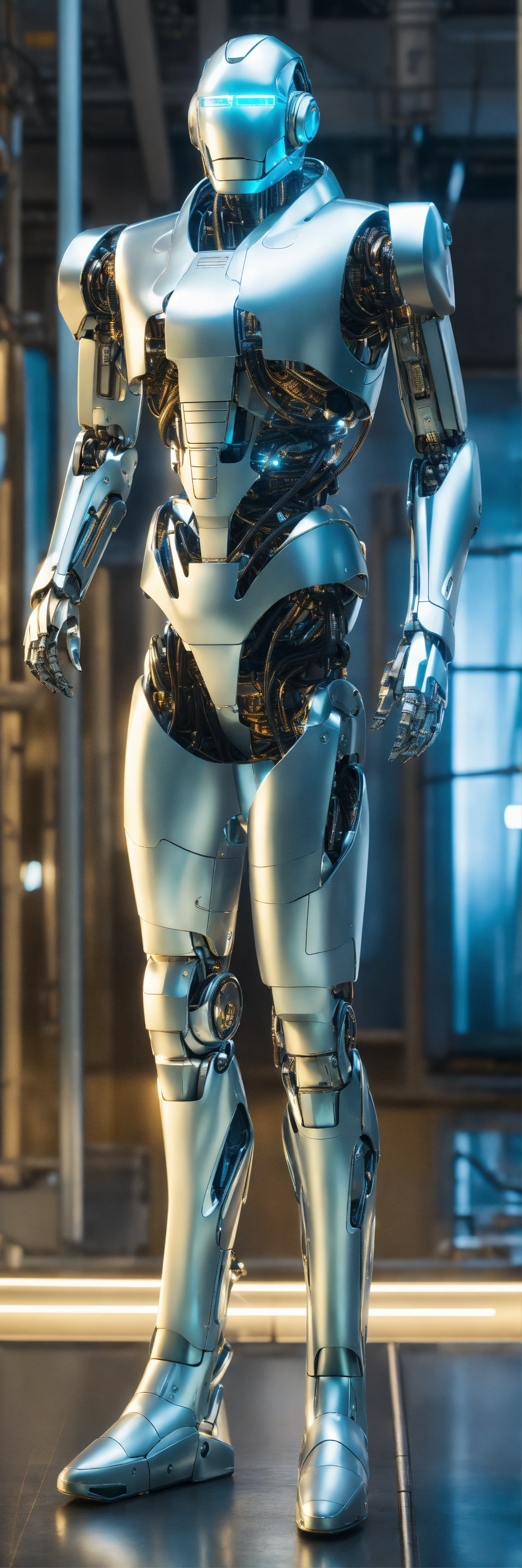 Lexica - Humanoid shimmer figure, sleek, silky, smooth metal, single ...