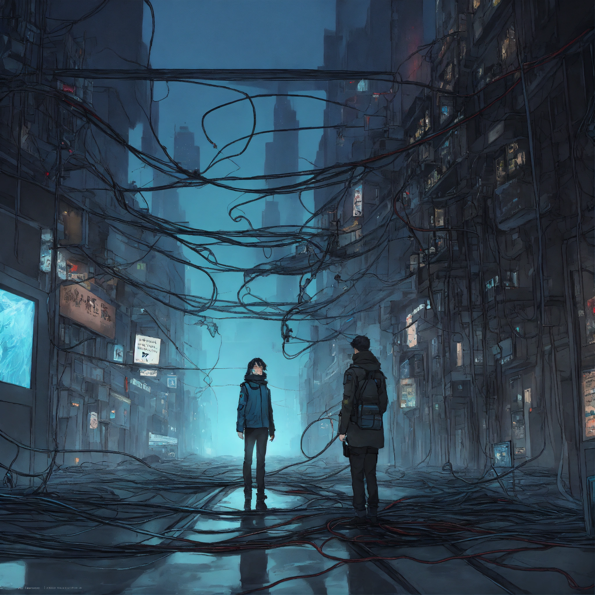 Lexica - Illustrate a dystopian comic where humans are plugged into an ...