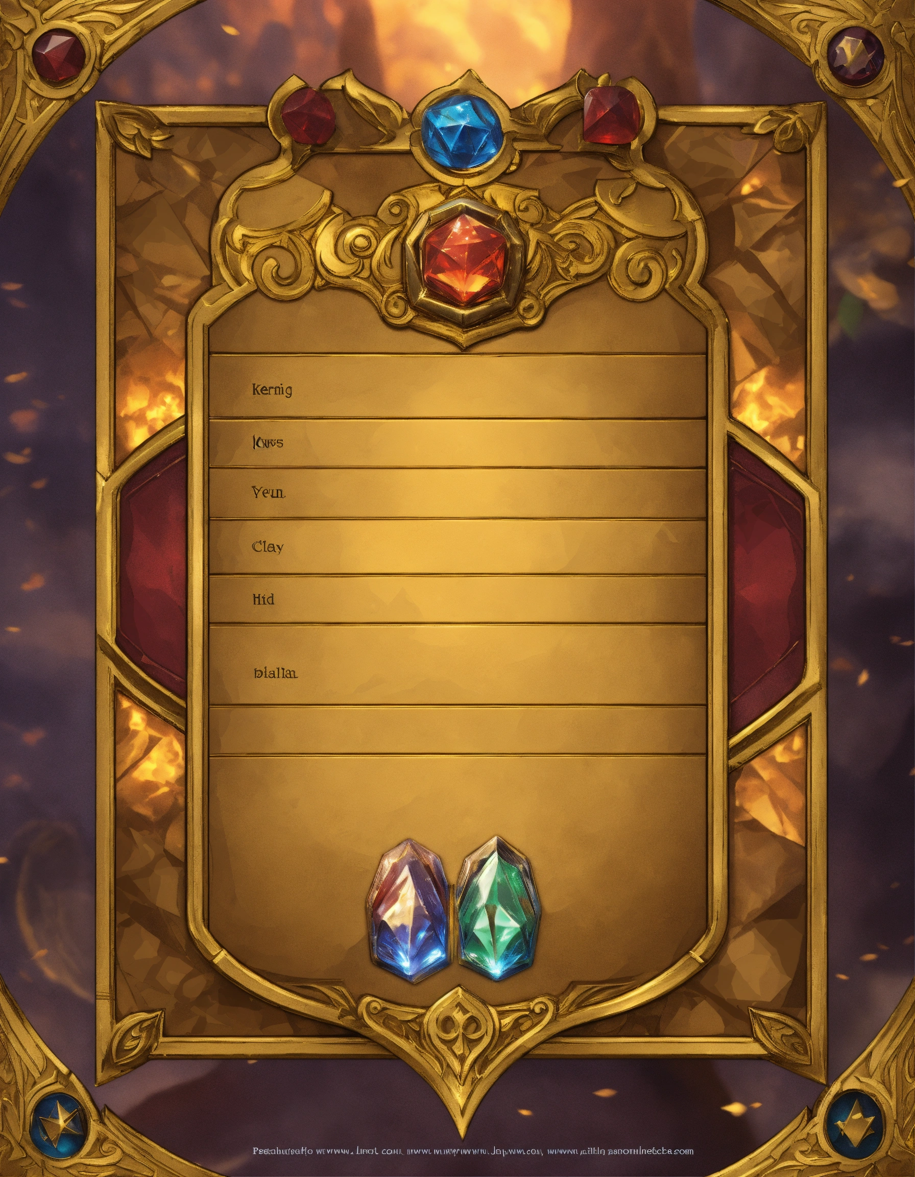Lexica - RPG card template, fantasy, magic, heroic, gold, jewels, magic ...