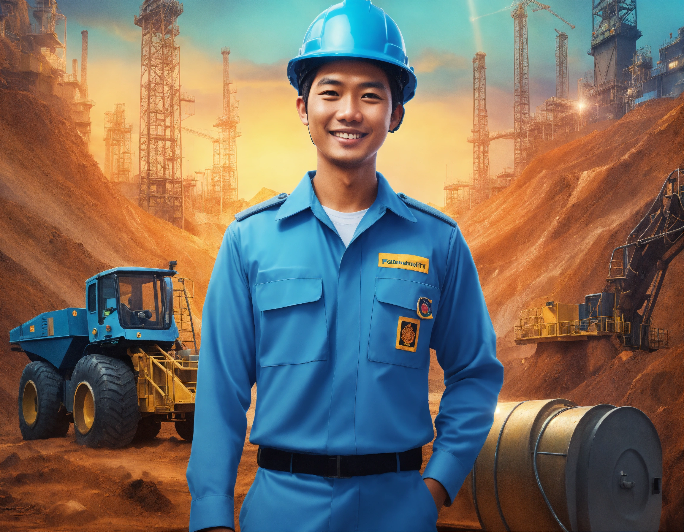 Lexica - Young technical officer wearing light blue engineering uniform ...