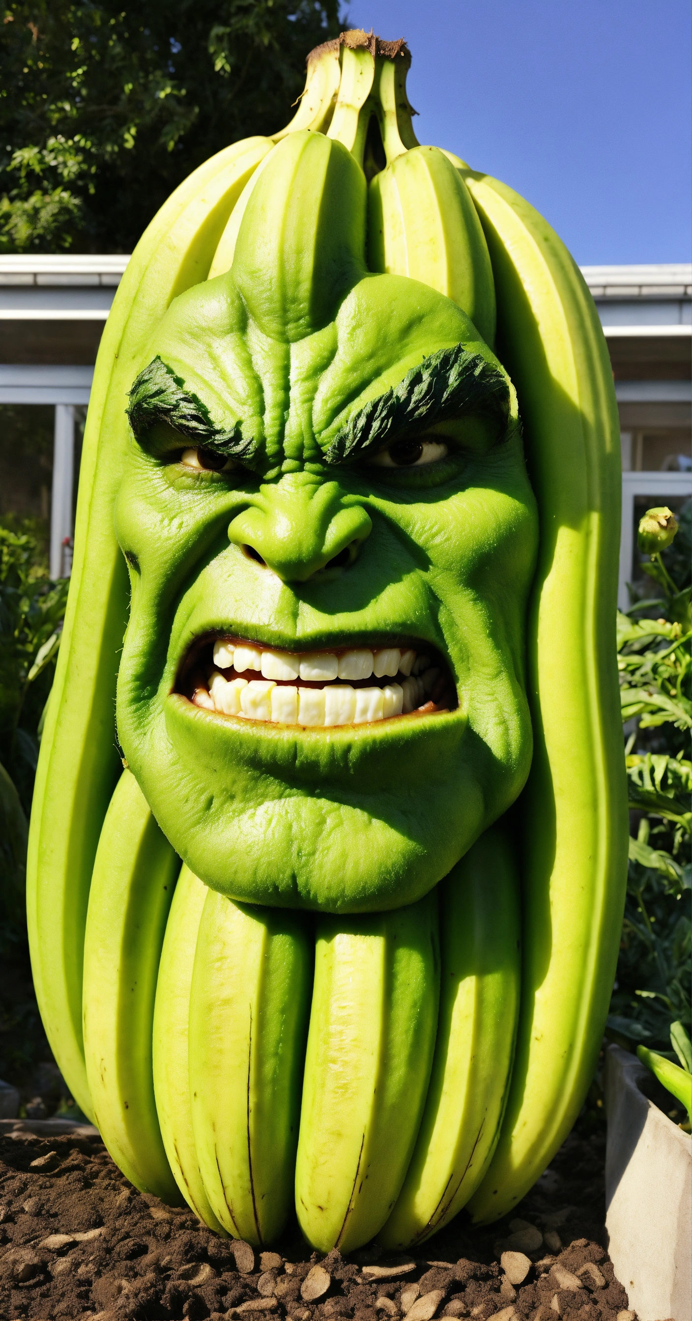 Lexica - Realistic, hulk themed bananas, in the garden, amazing ...