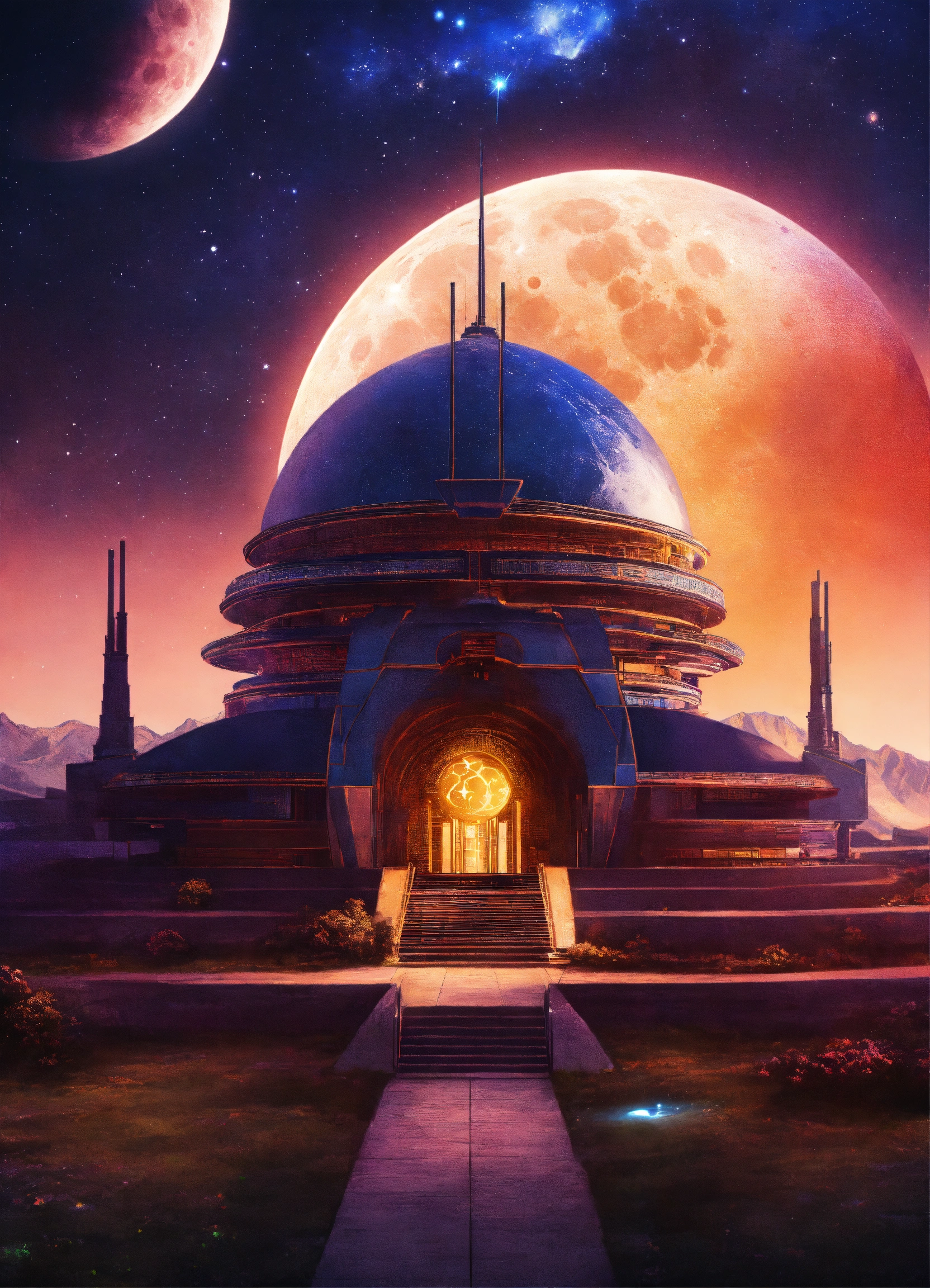 Lexica - Cosmic round indigo beautifull temple in the center of a ...