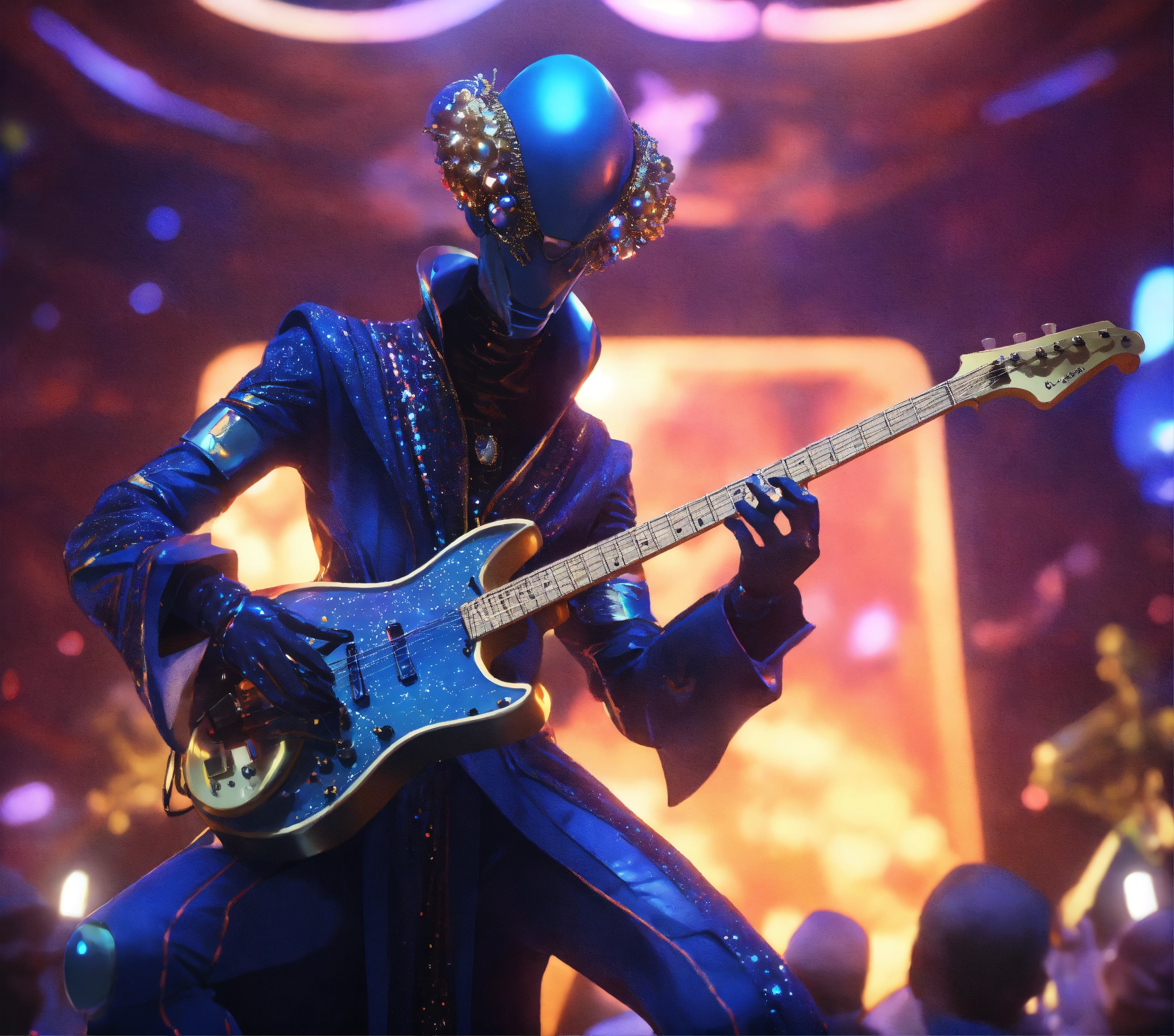 Lexica - Zoom out from a funny male alien humanoid wearing a fancy ...