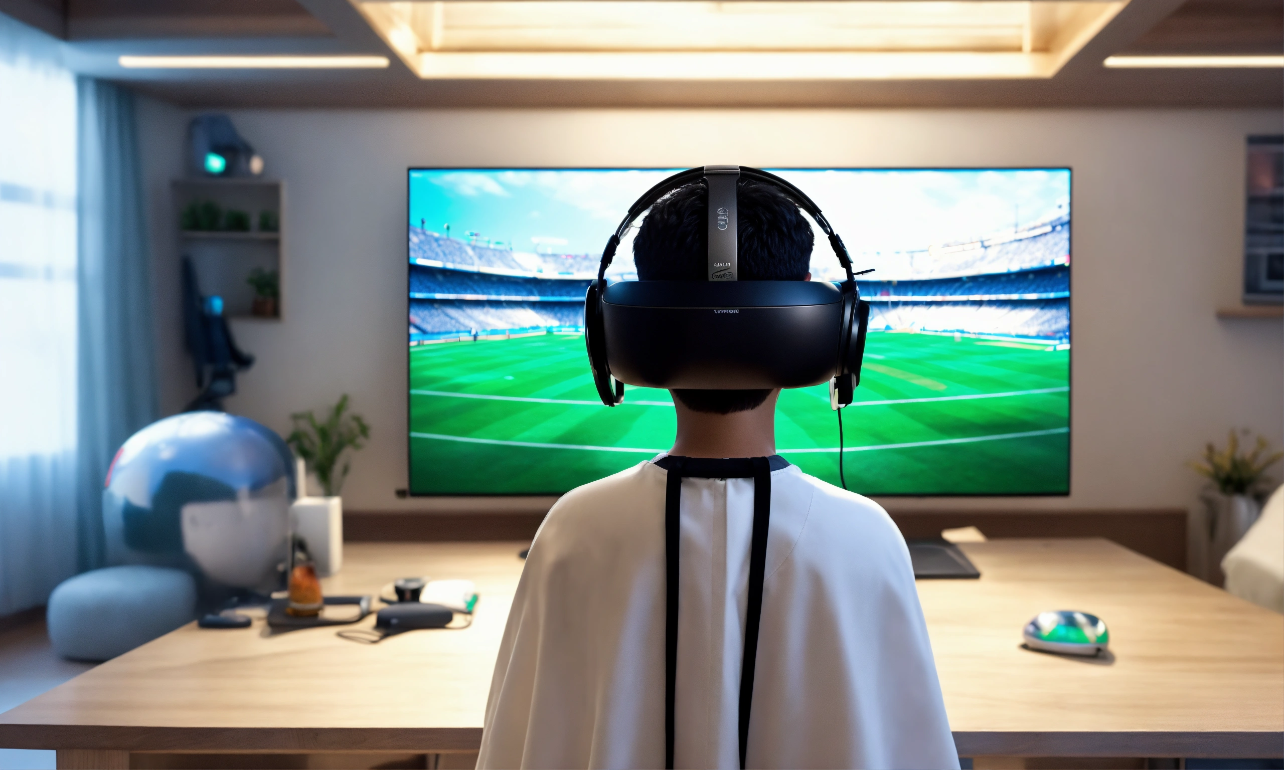 Lexica - Saudi youth boy, watching football game, augmented reality ...