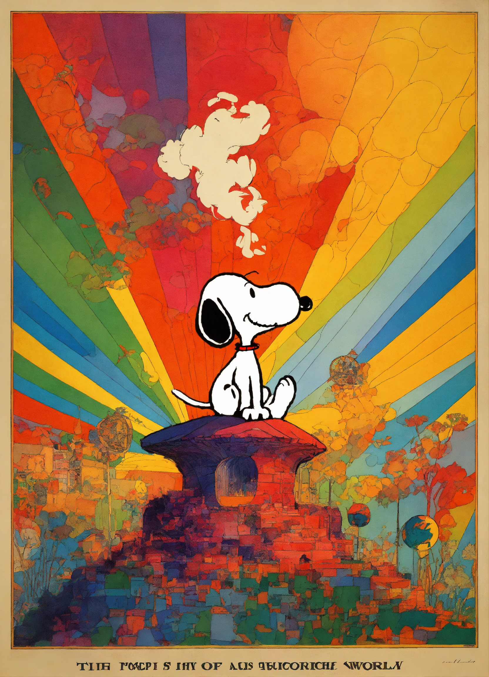 Lexica - Vintage poster , snoopy smoking a pipe, abstract, psychedelic ...