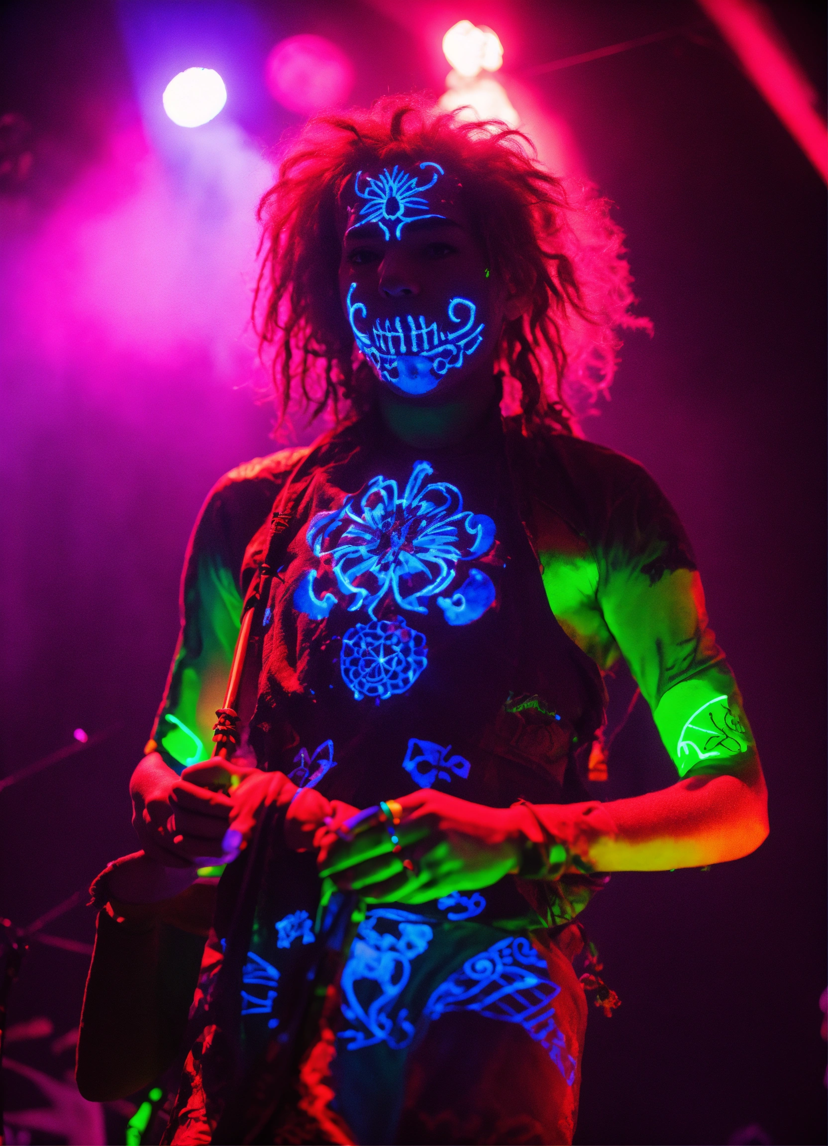 Lexica - Full body Bahpomet in UV Light Voodoo music festival.