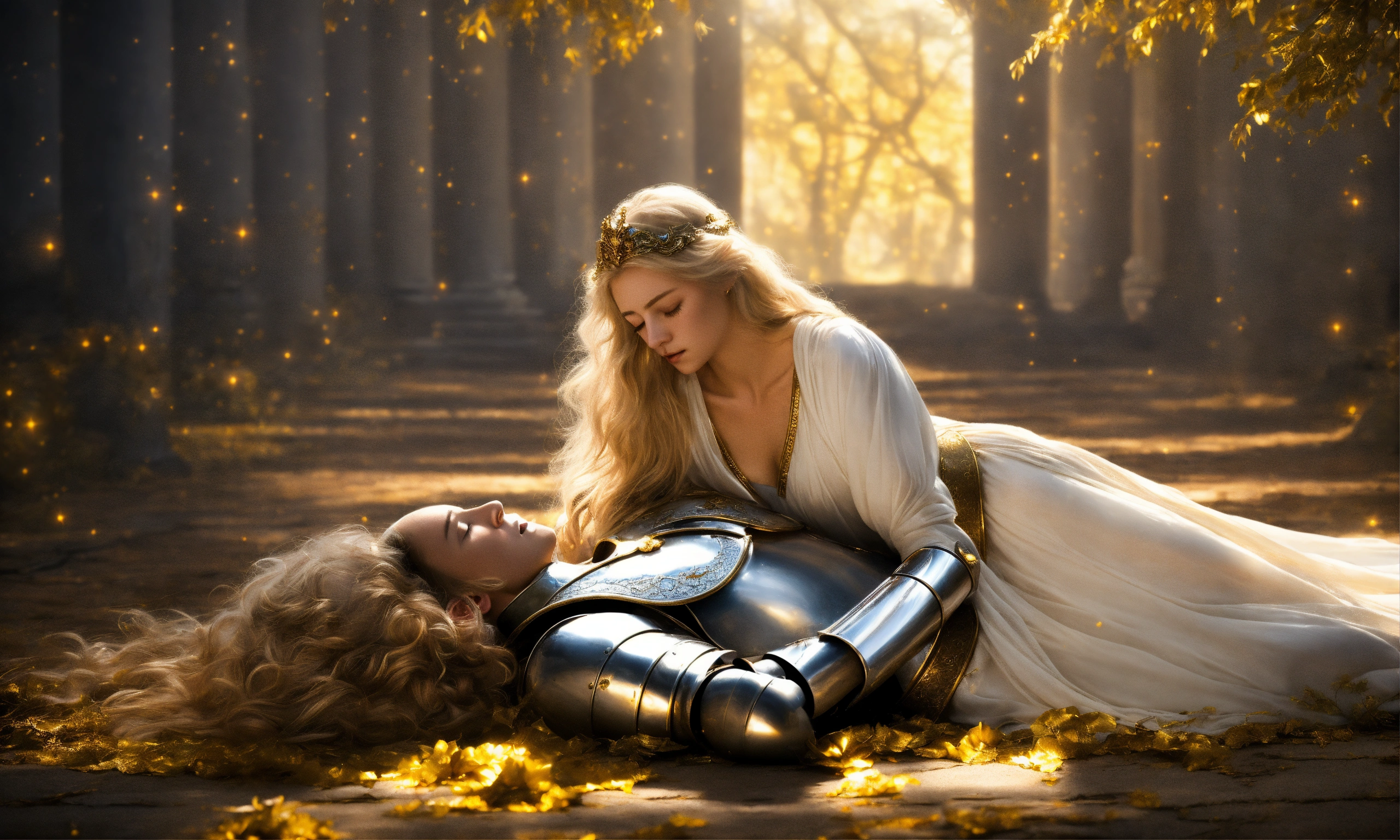 Lexica - Beautiful ethereal white female maiden with golden eyes and ...