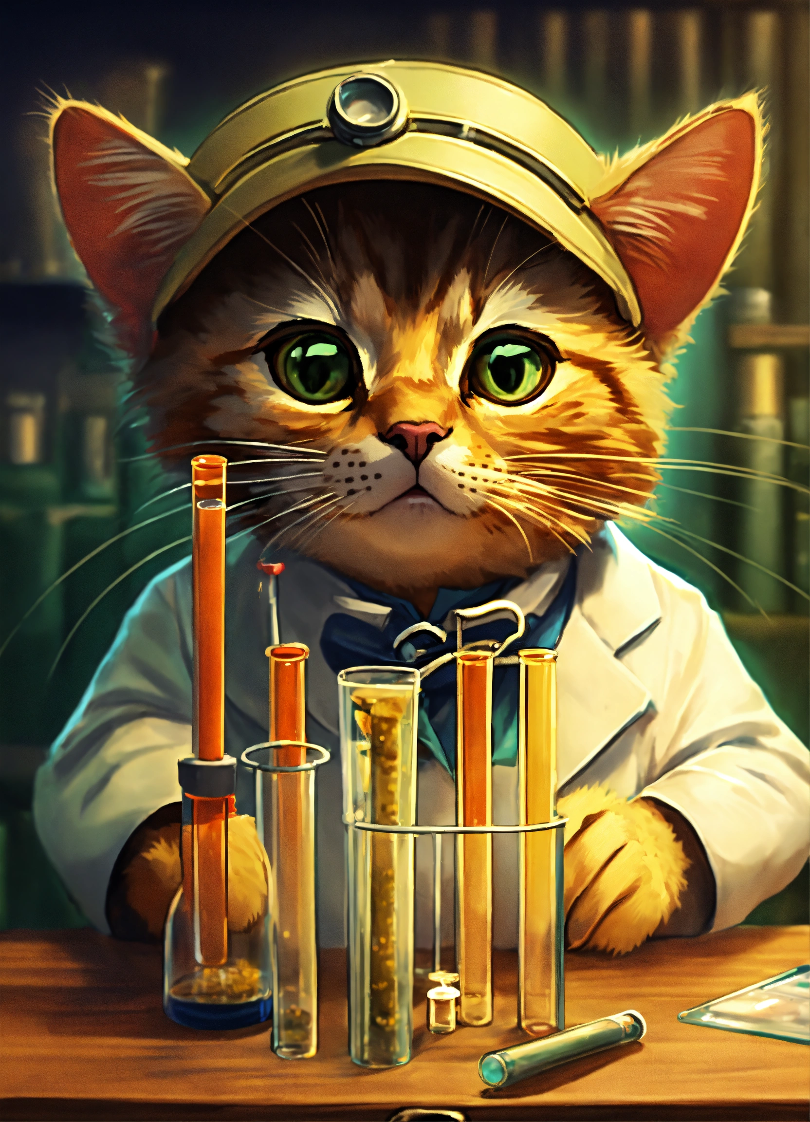 Lexica - Cat Immunologist with test tubes