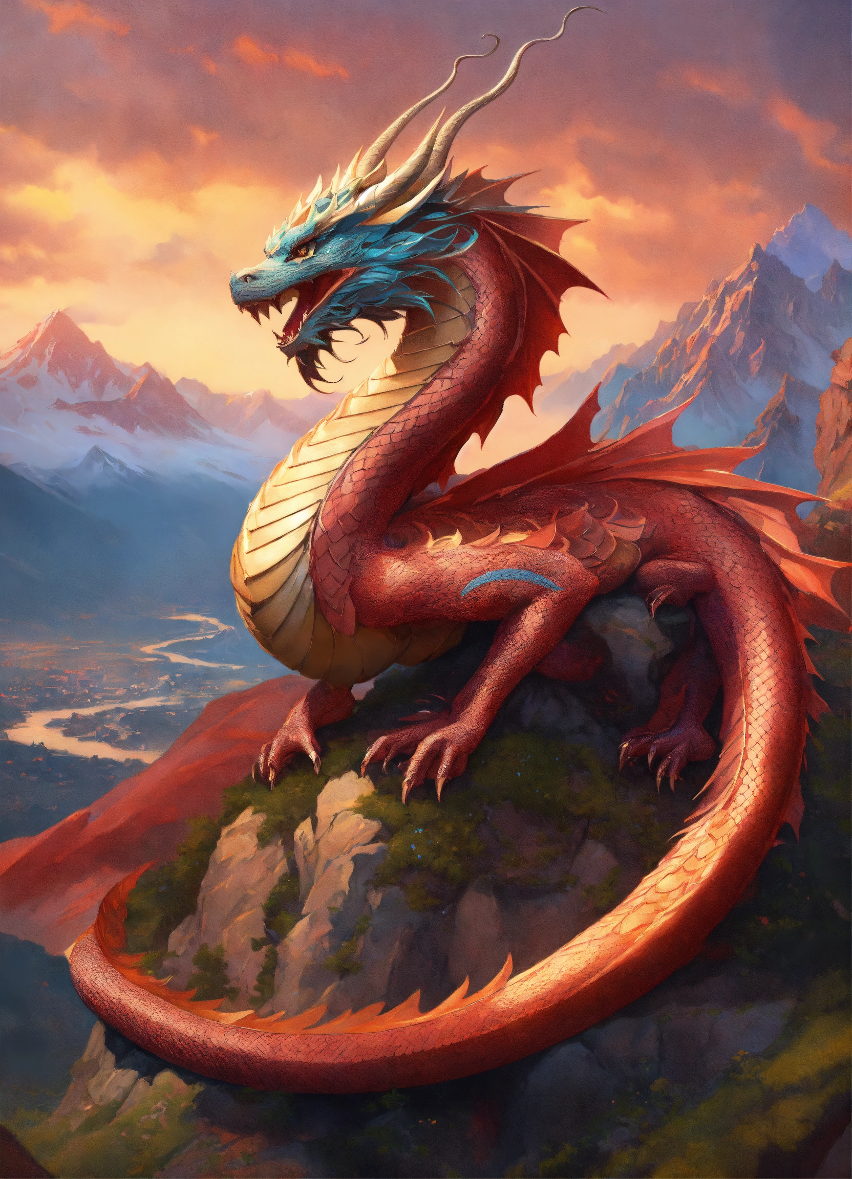 Lexica - An Azhdaha Persian Dragon, background Persian mountains ...