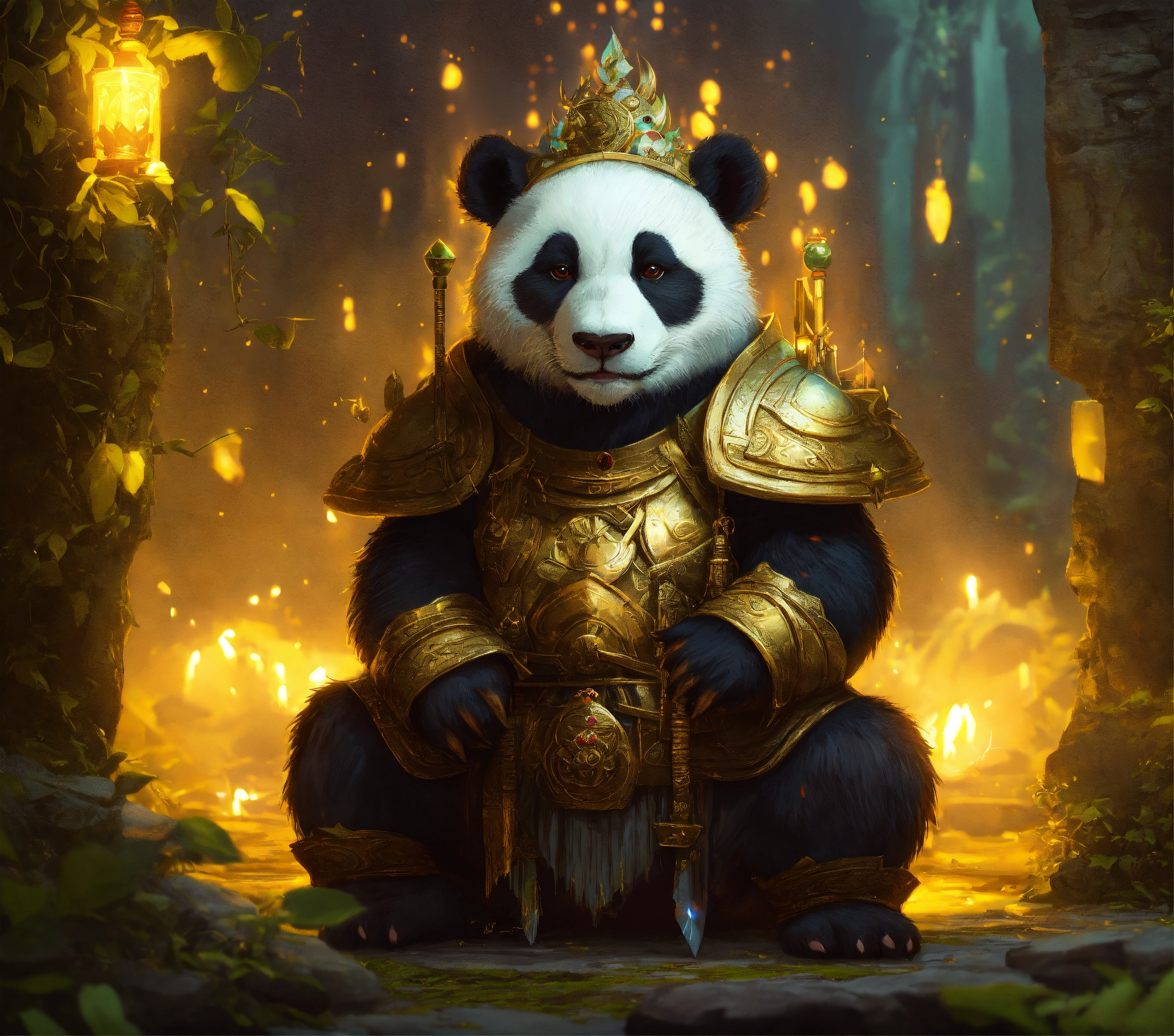 Lexica - Epic professional digital art of orc panda bear druid, radiant ...