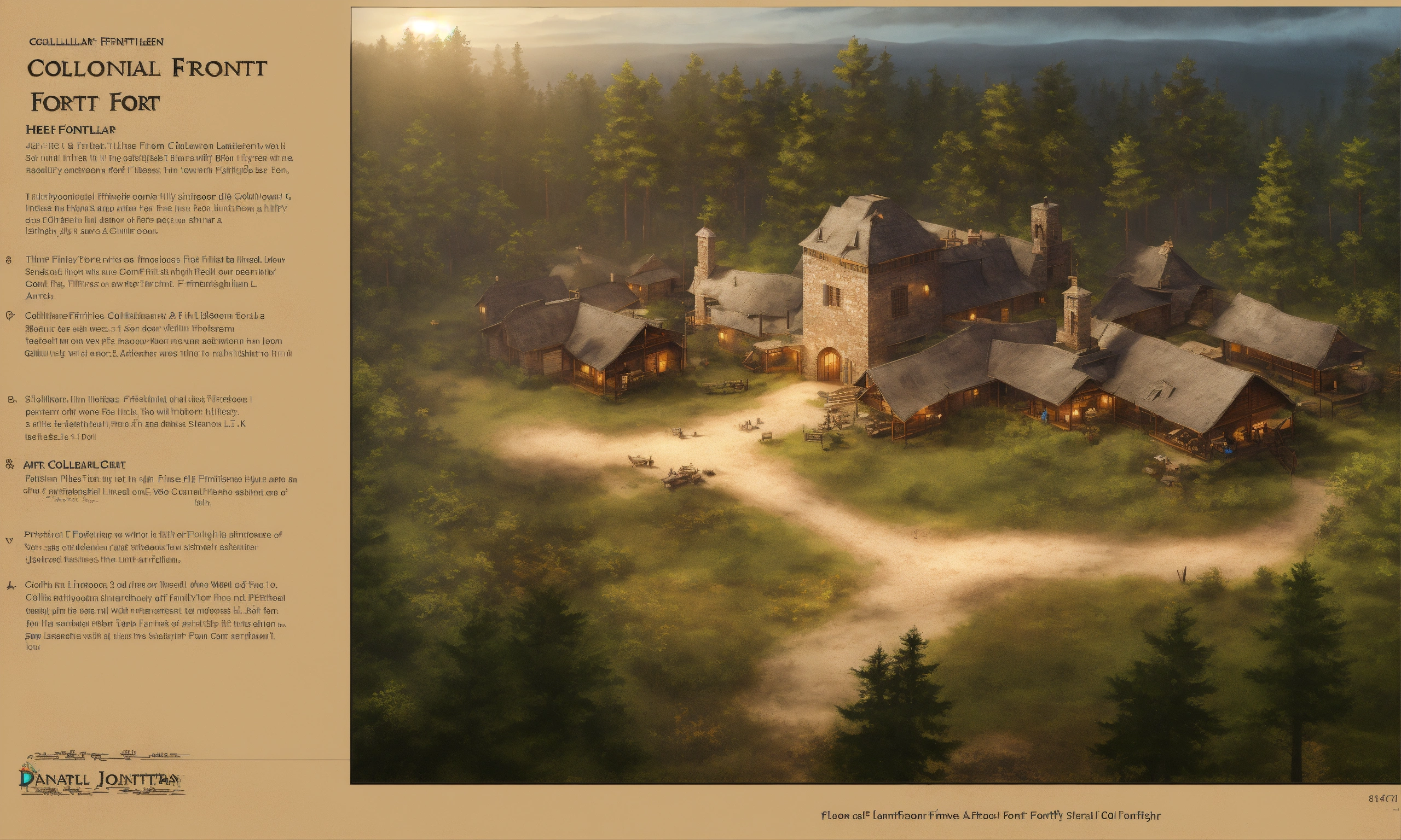 Lexica - Floorplan of Colonial frontier fort surrounded by pine forest ...