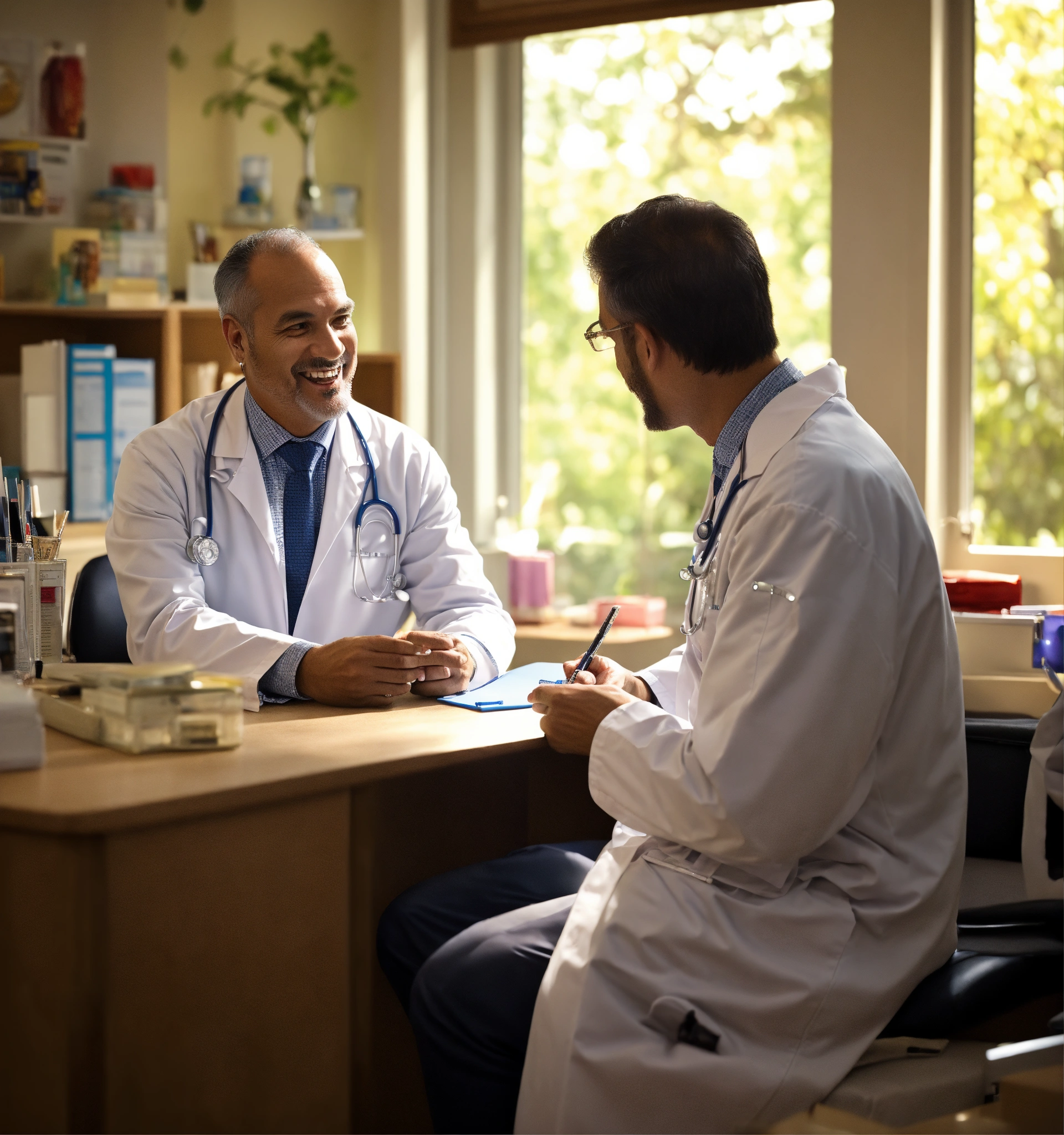 Lexica - A doctor takls with his patient in his consultation office ...