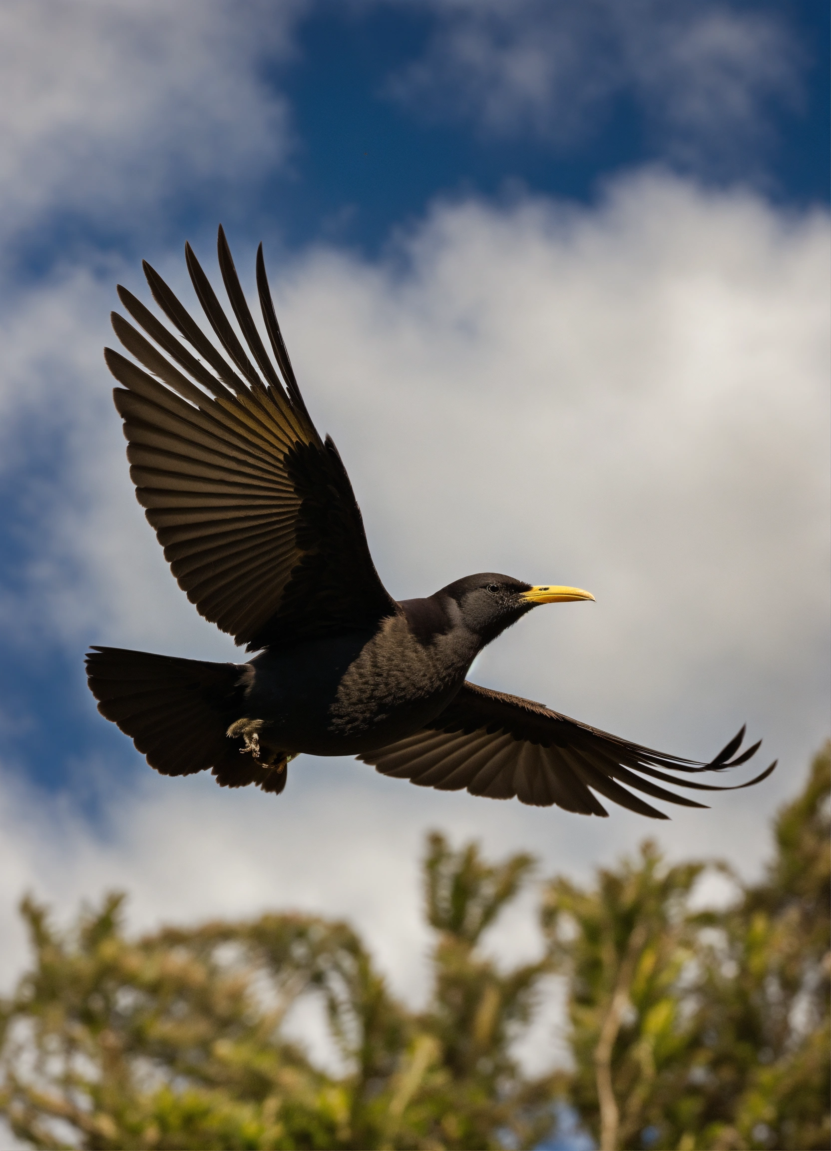 Lexica - Underside closeup of saddleback huia nz bird flying photo ...
