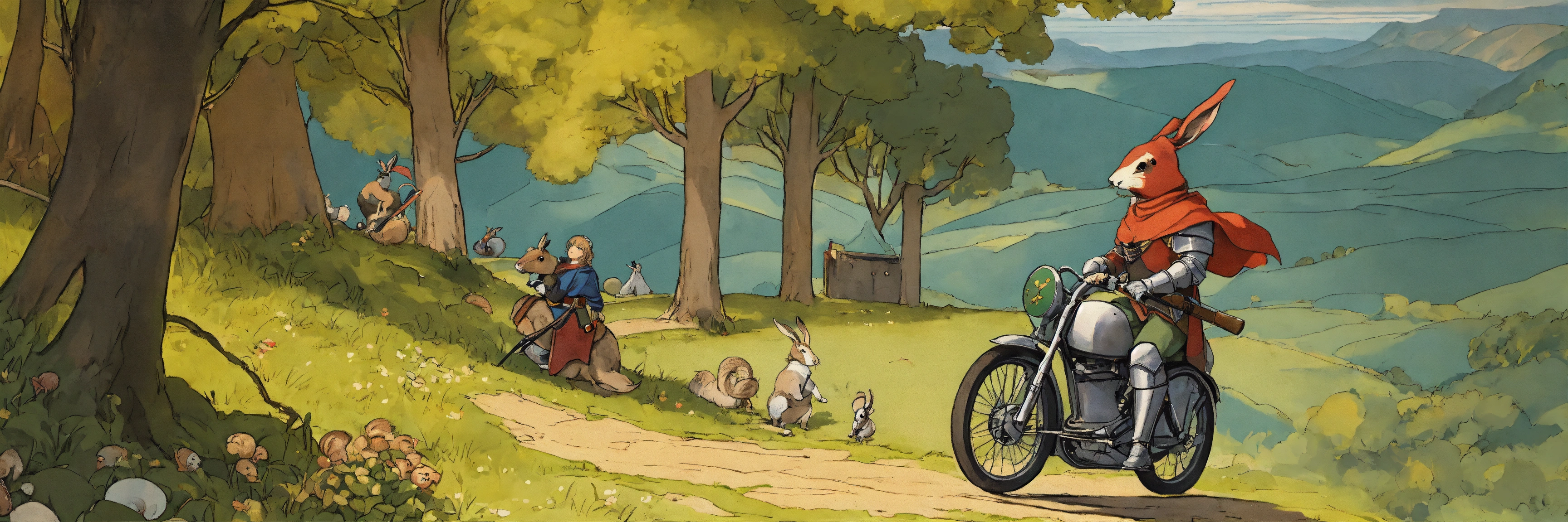 Lexica - Medieval poster of a knight riding a bike and holding a sword ...