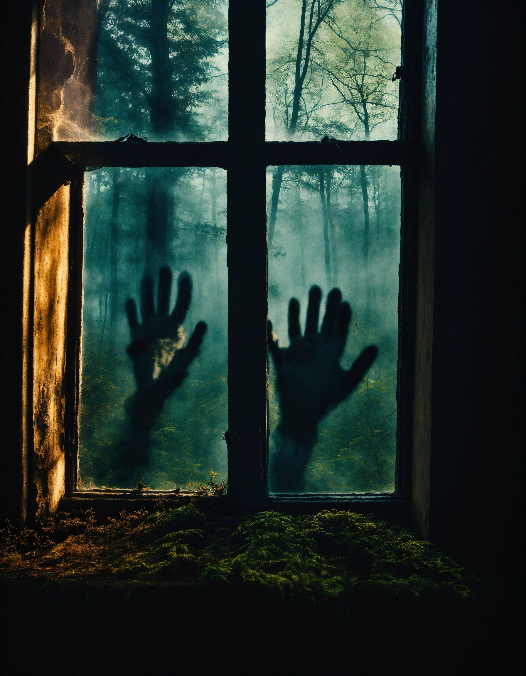 Lexica - Haunted ghost, scary, stalker, dark tones, misty forest, hands ...