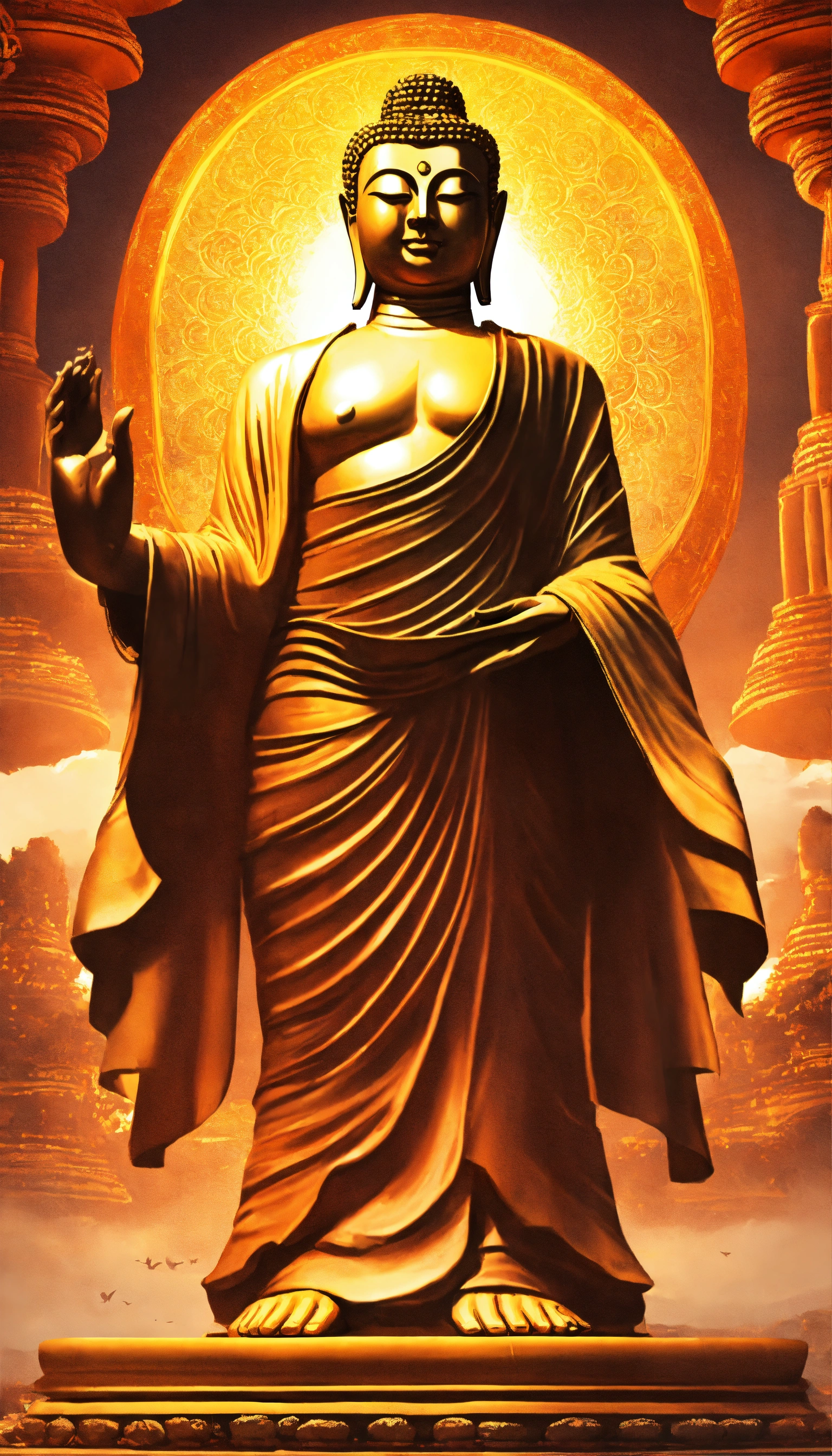 Lexica - Massive Buddha statue, wearing robes, looking incredible, zoom ...