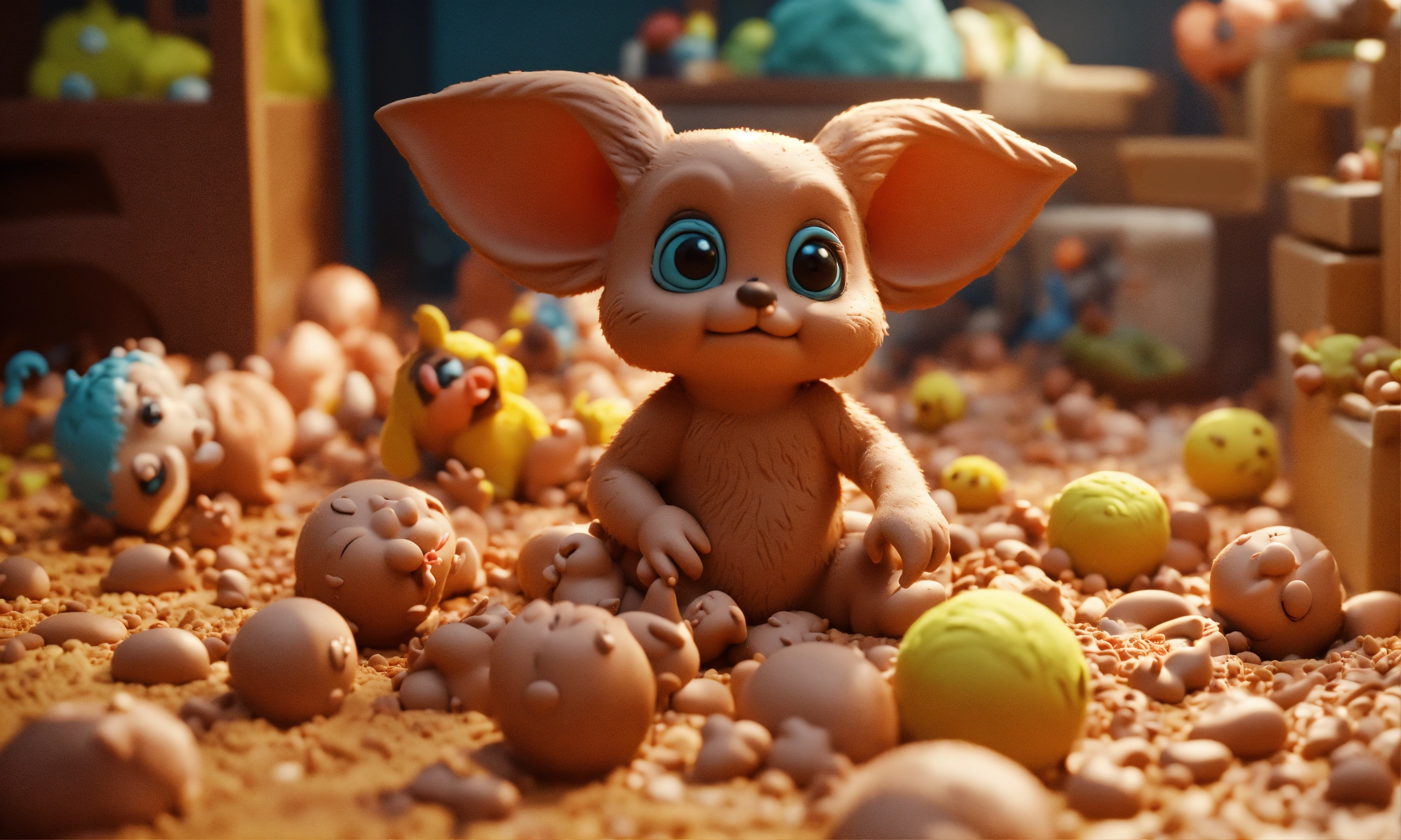 Lexica - 3d effect of cute clay many baby gremlins play around causes ...