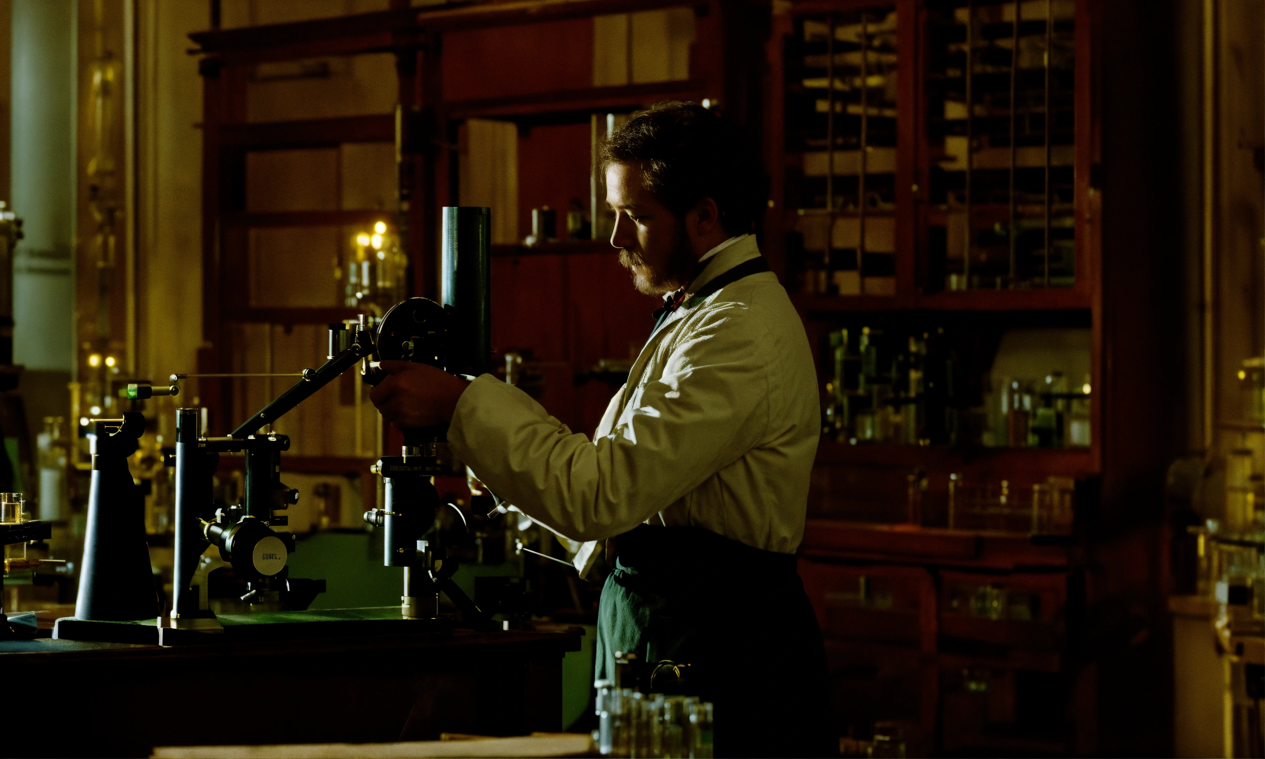 Lexica - A scientist uses a spectroscope to study elements inside a ...