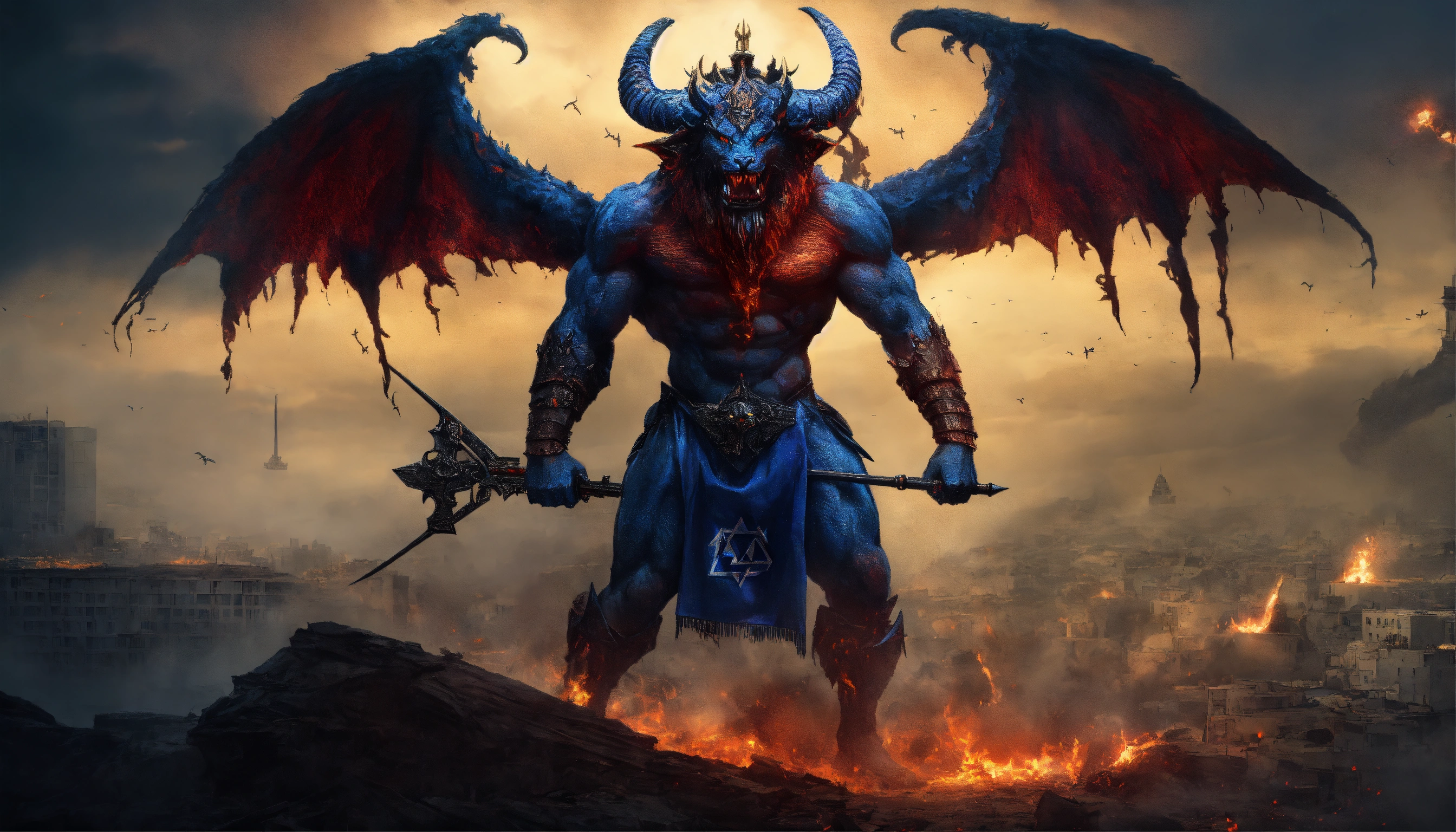 Lexica - Evil demonic Israel demon with an Israeli flag beast with an ...