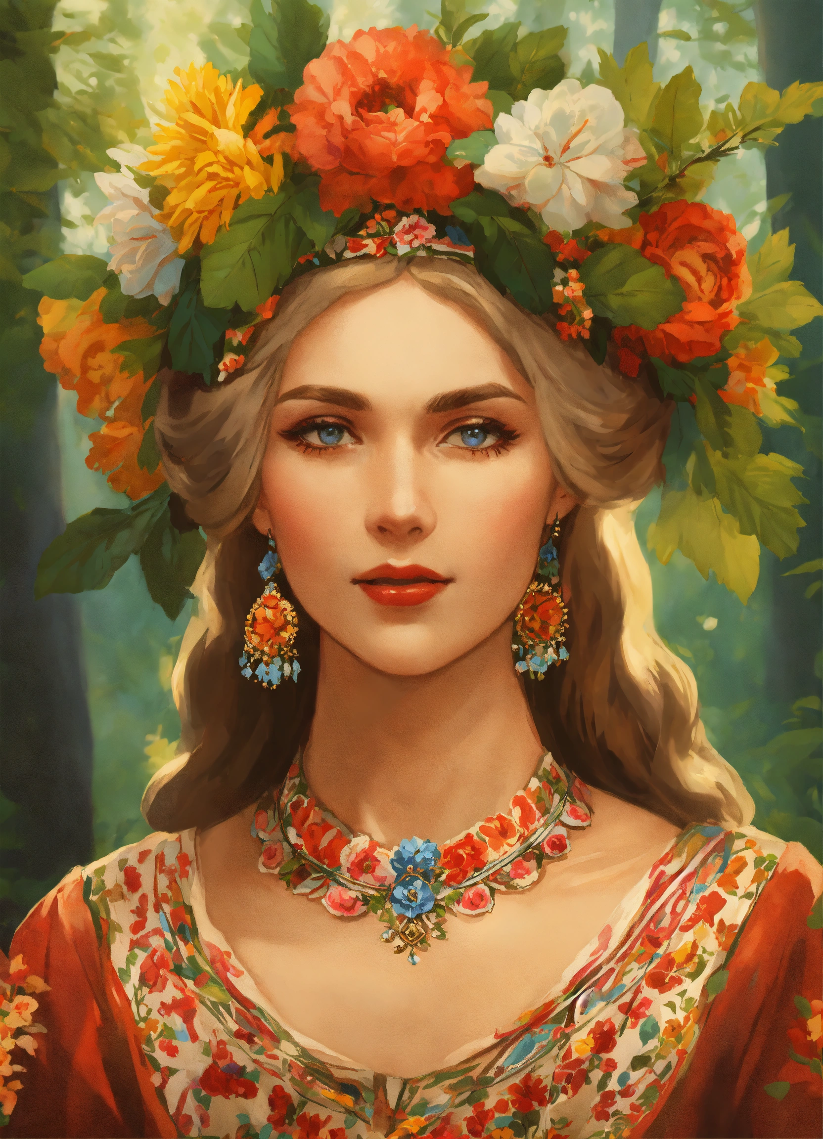 Lexica - Vintage poster of a beautiful Slavic woman’s face in ...