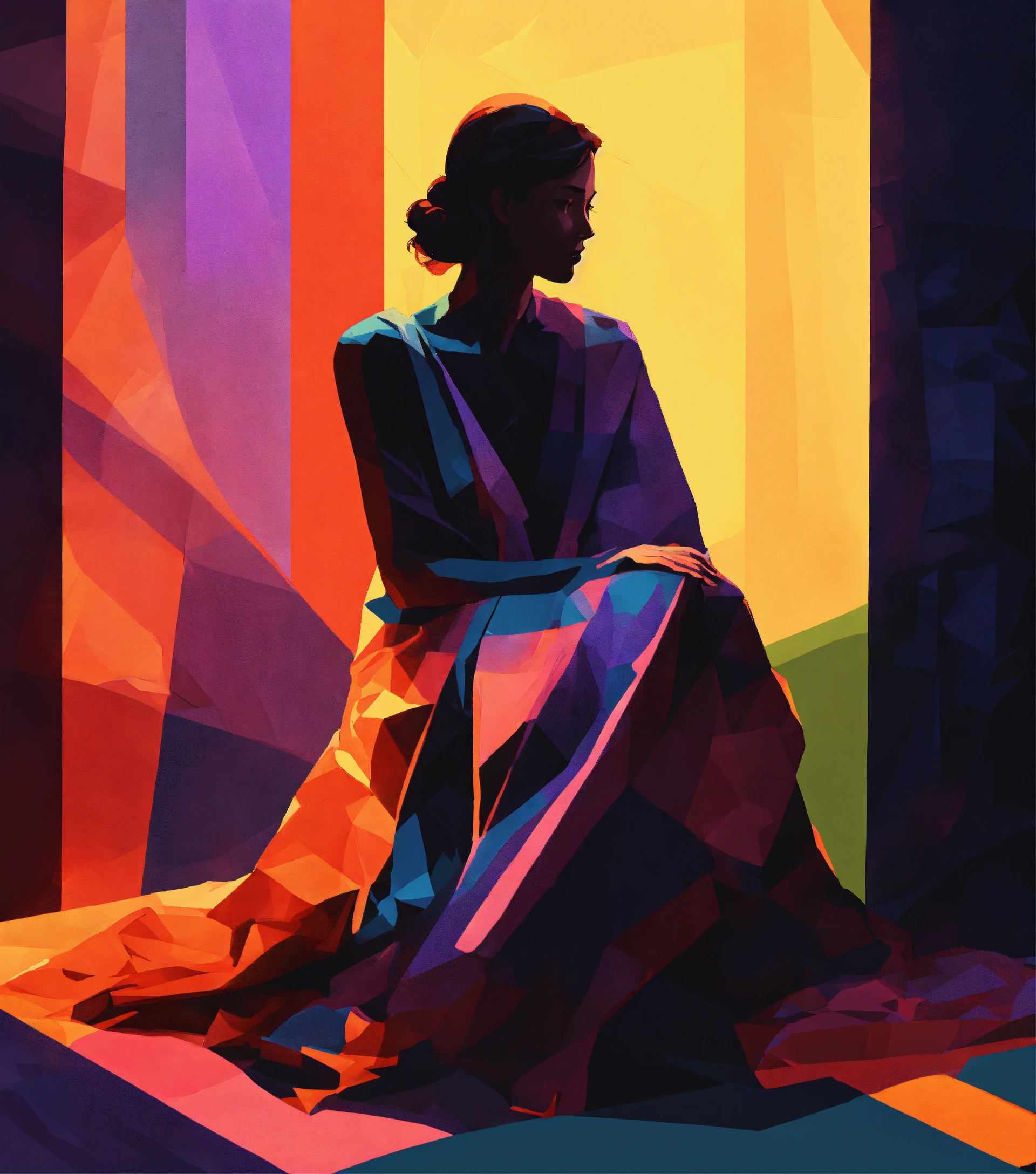 Lexica - Simplified abstract illustration of close up portrait of Life ...