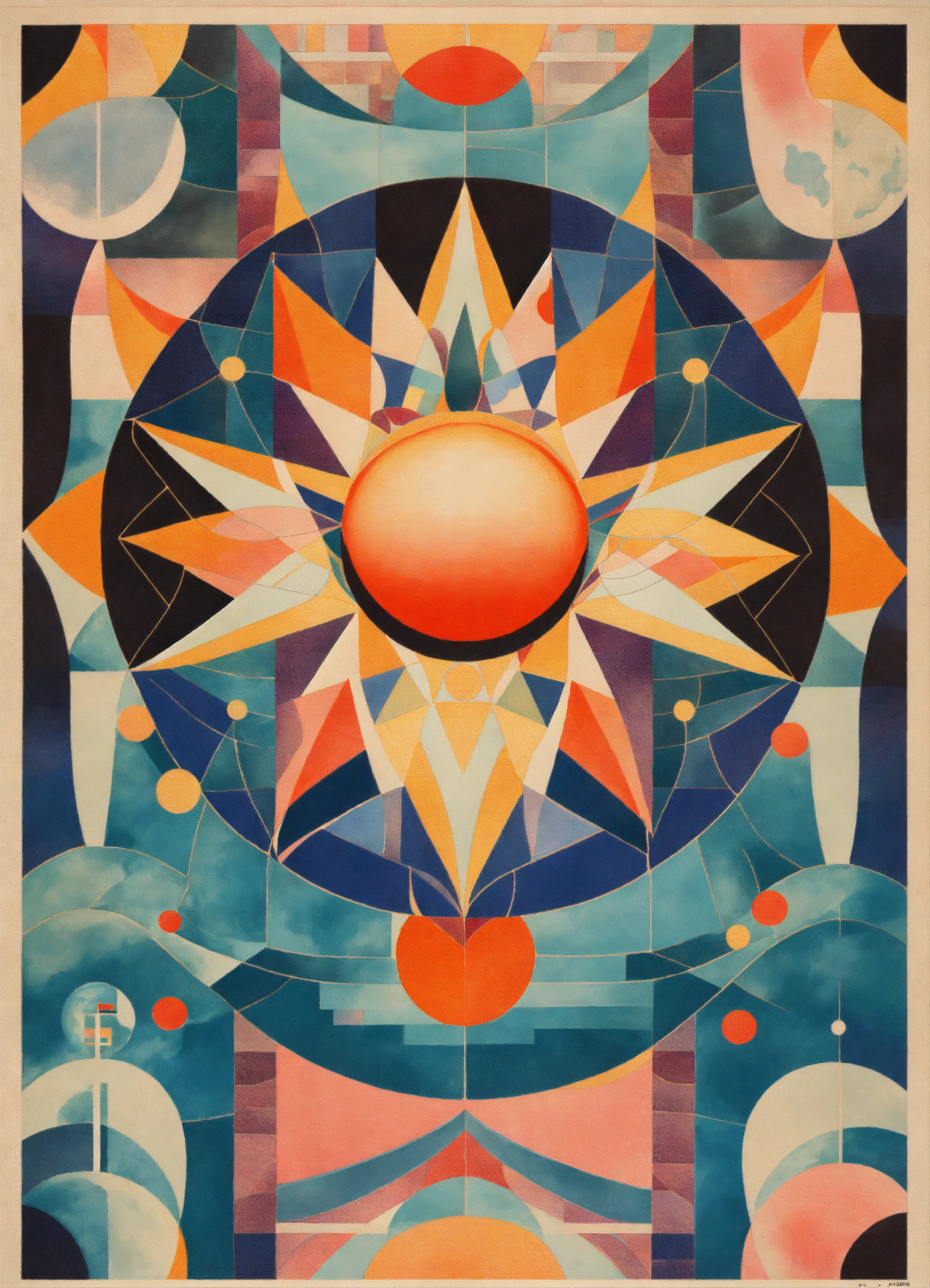 Lexica - Japanese vintage poster , symmetrical chevron patterns ...