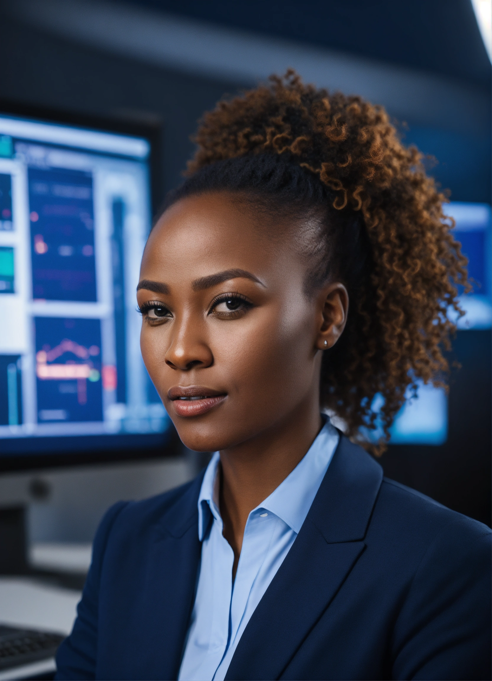 Lexica - Confident extreme close-up portrait of a female African ...