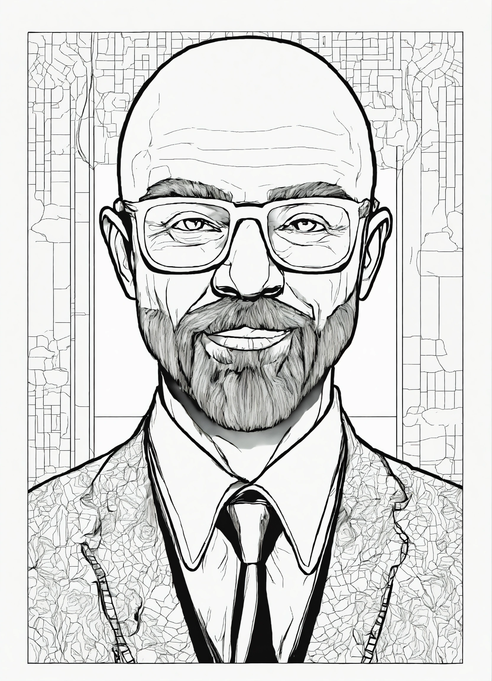 Lexica - B/w outline for coloring book page, caricature funny bald ...