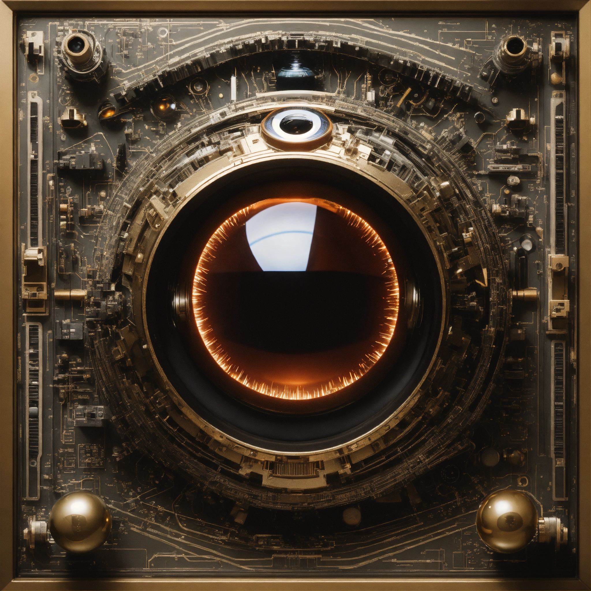 Lexica - Generate a spherical image of a bionic eye, surrounded by ...